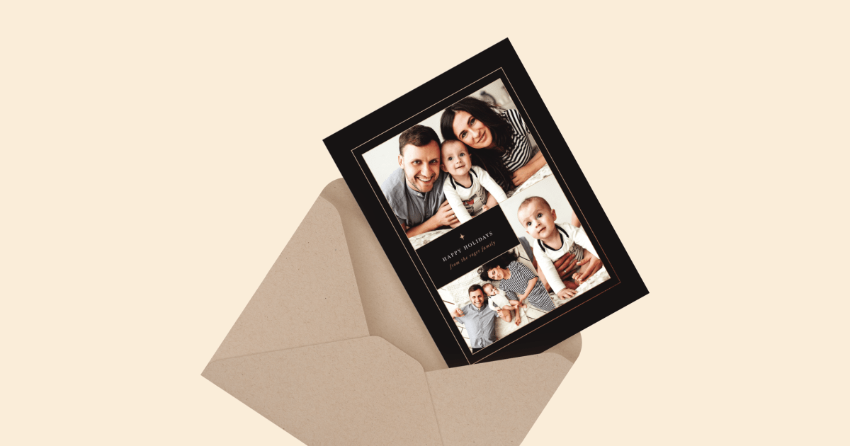 Bronze Outline Happy Holidays Photo Card | Postable | Postable