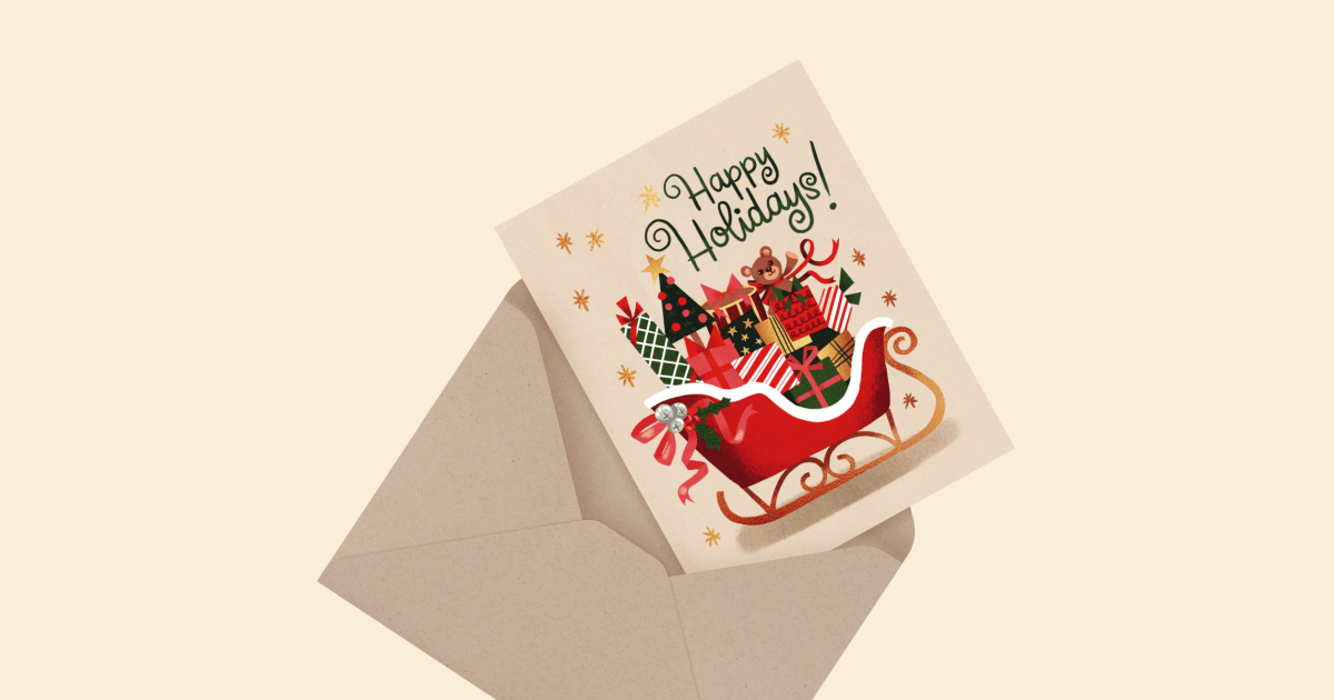 Christmas Snow Globe Folded Holiday Card | Postable | Postable