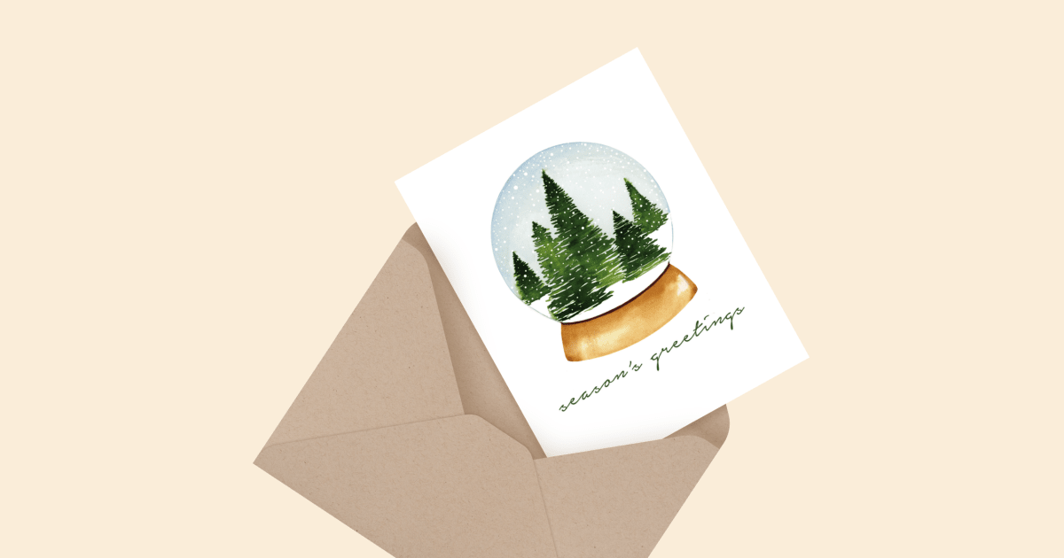 Season's Greetings Snow Globe Holiday Card | Postable | Postable