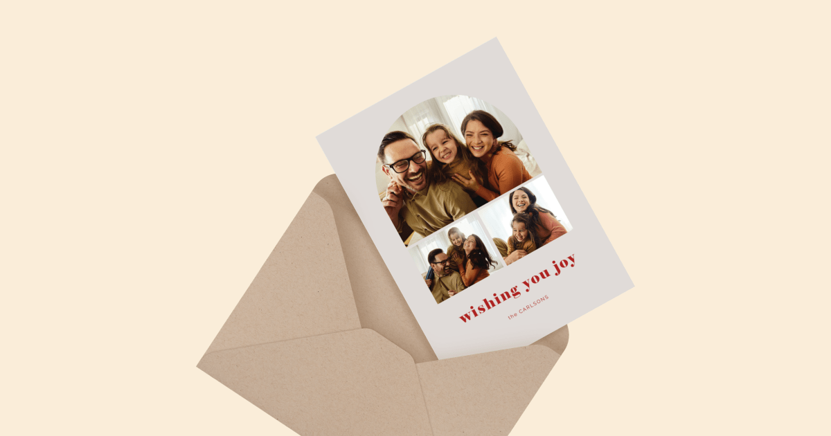 Triple Photo Arch Holiday Photo Card | Postable | Postable