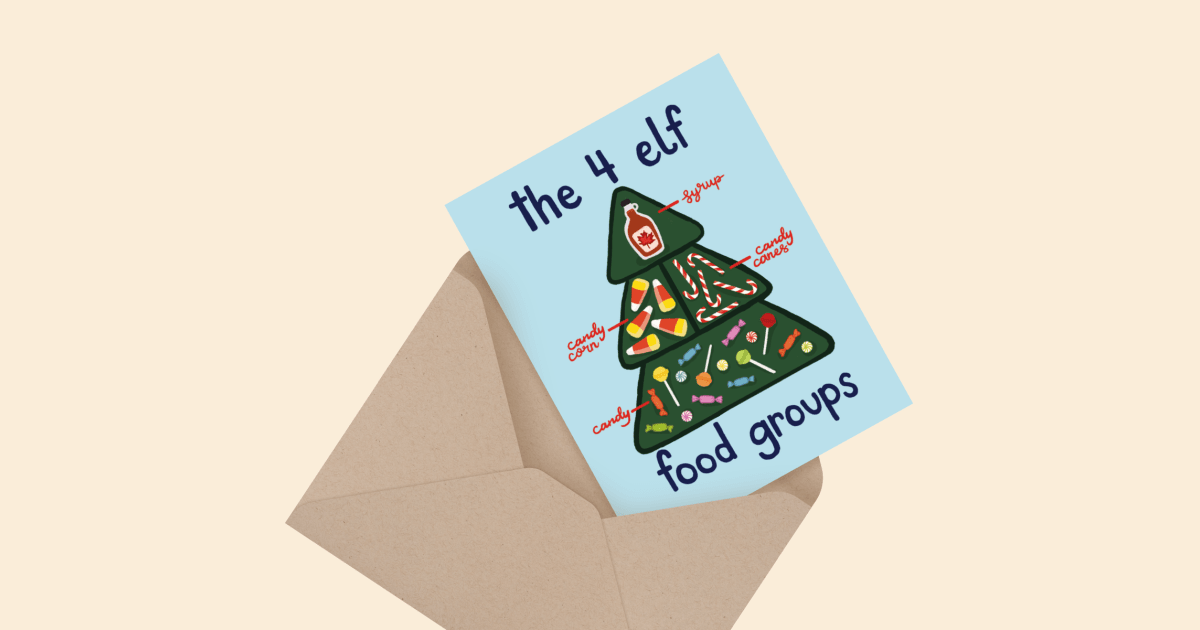 The 4 Elf Food Groups Folded Holiday Card | Postable | Postable