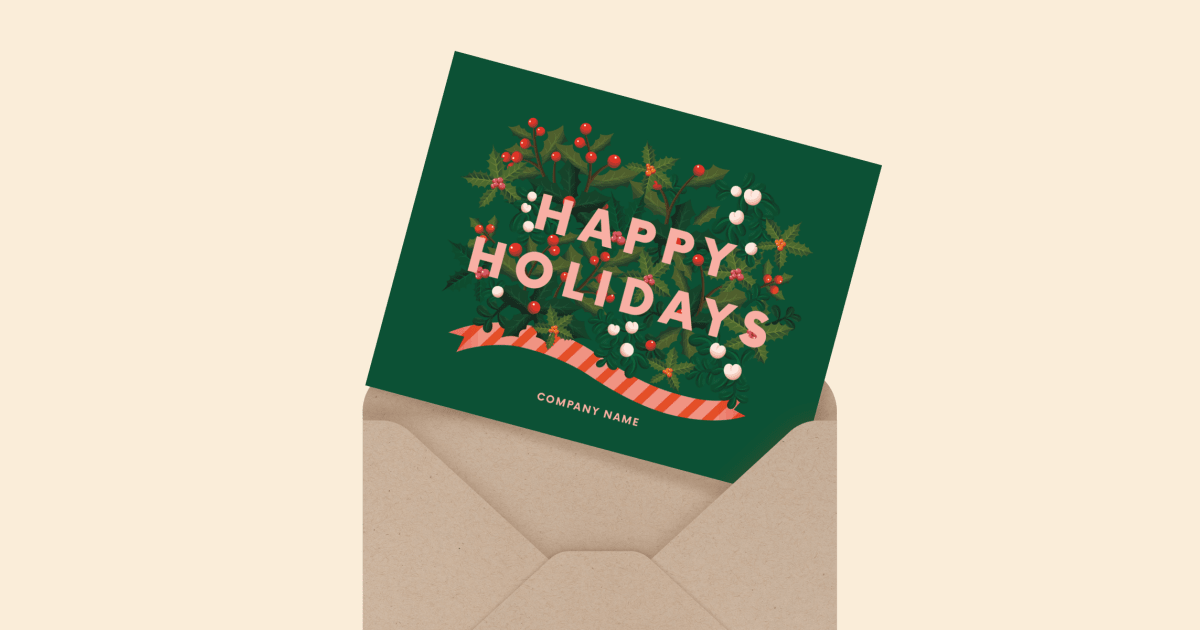 Green Holiday Wishes Business Holiday Card | Postable | Postable