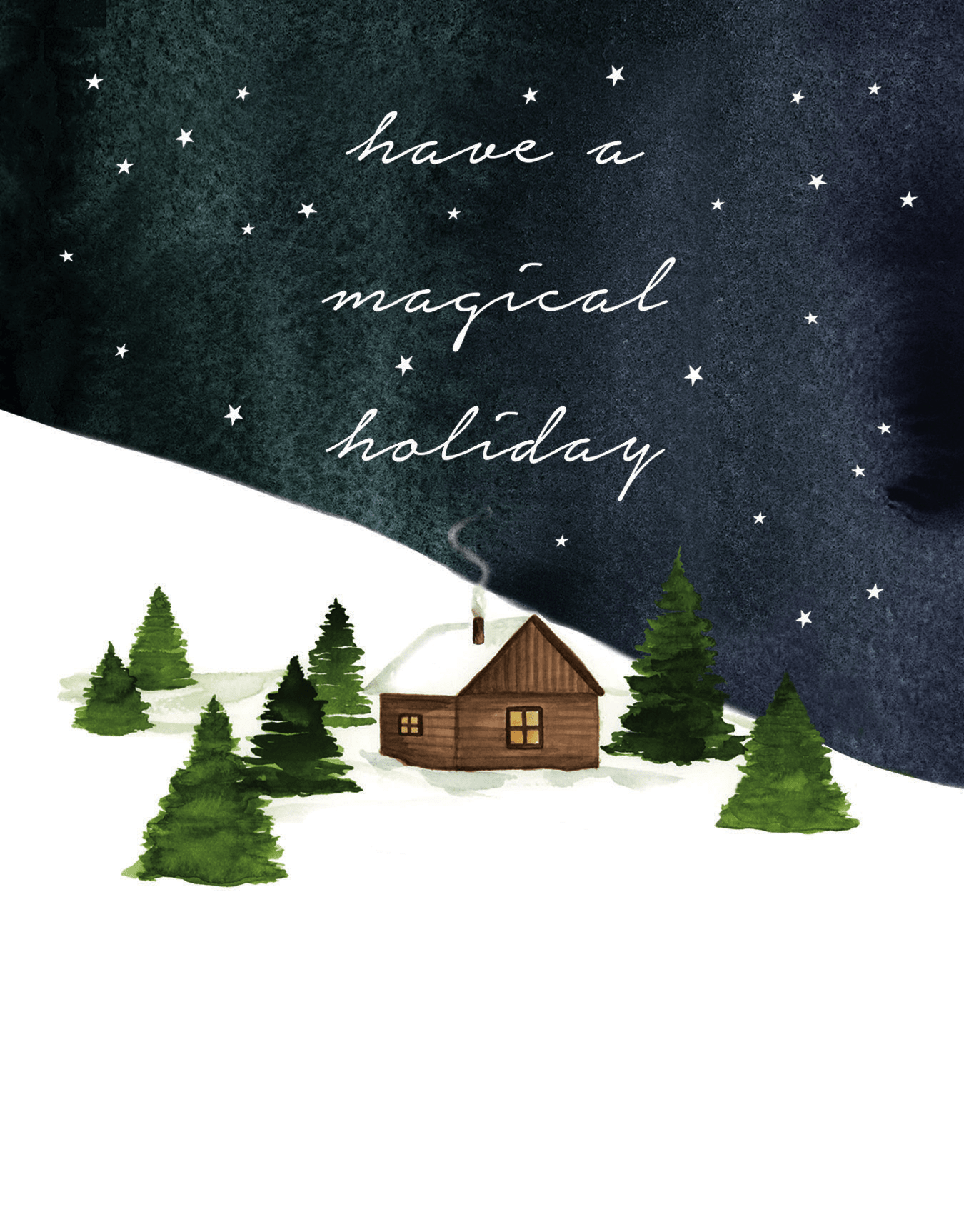 Snowy Cabin Holiday Folded Holiday Card | Postable | Postable