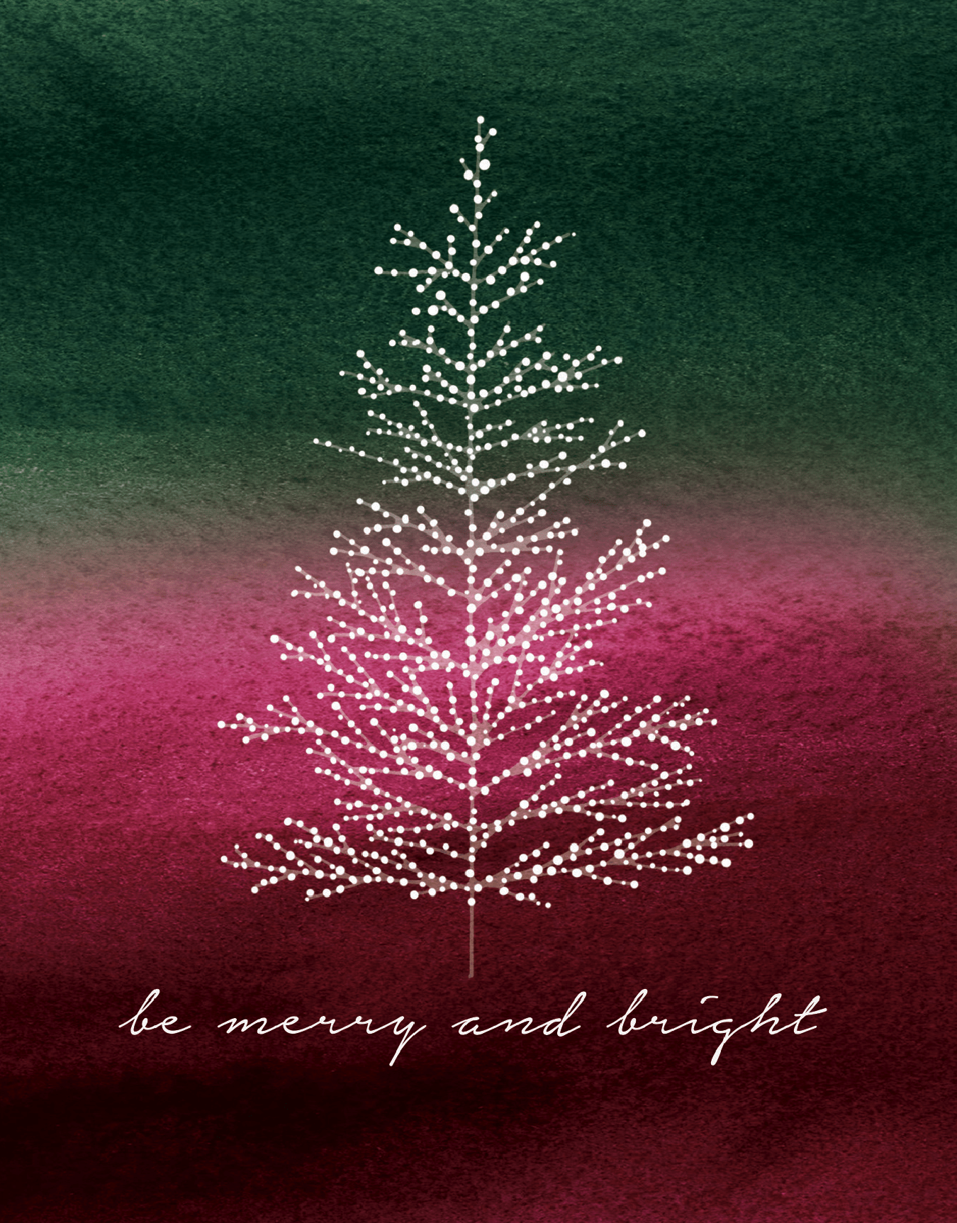 Merry & Bright White Lights Tree Holiday Card | Postable | Postable