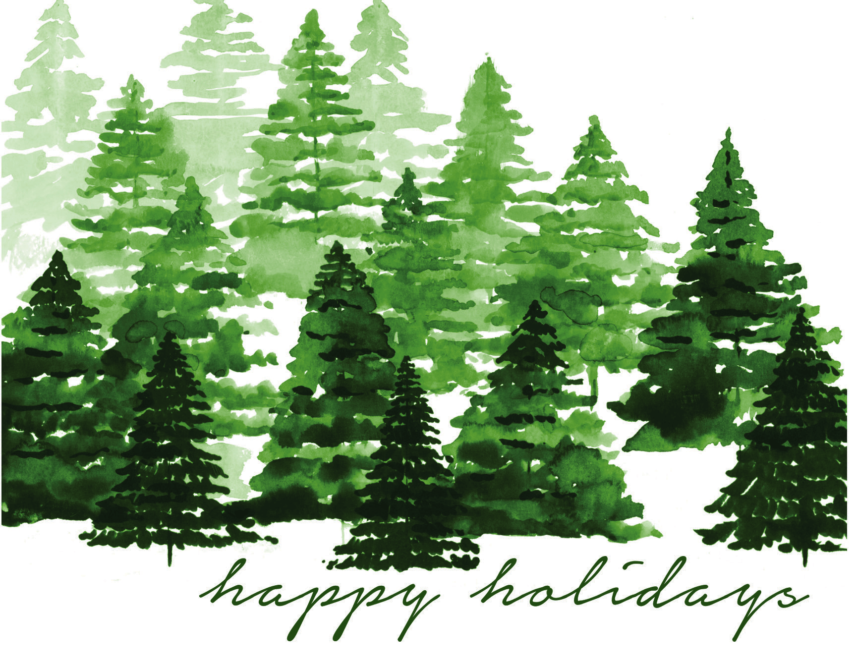 Happy Holidays Trees Folded Holiday Card | Postable | Postable