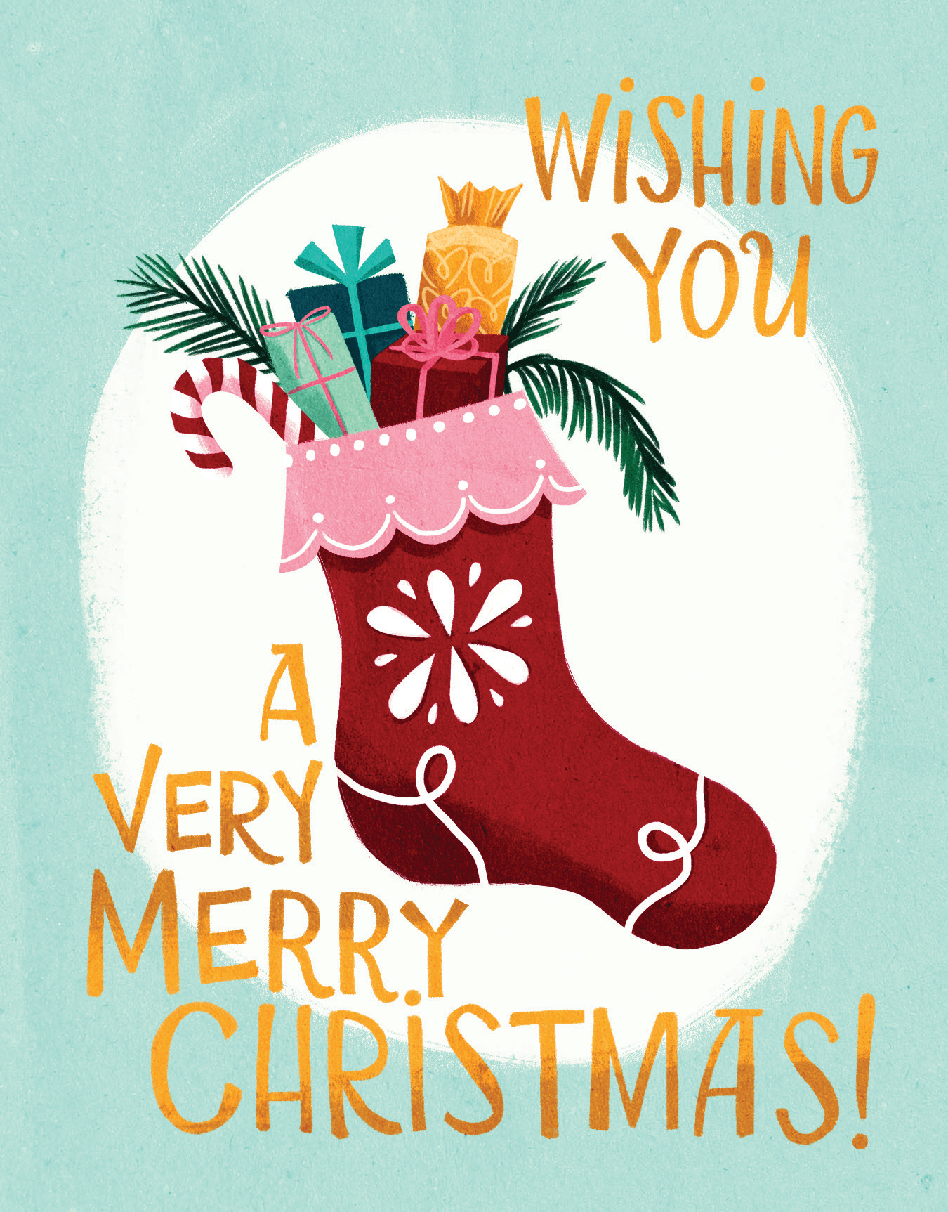 Christmas Wishes Stocking Christmas Card | Postable | Postable