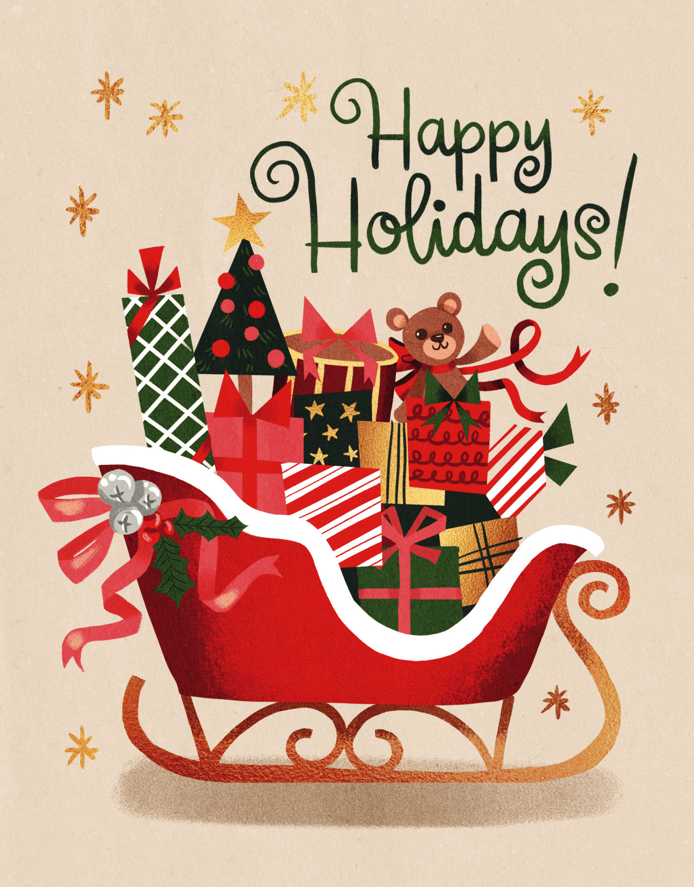 Christmas Snow Globe Folded Holiday Card | Postable | Postable