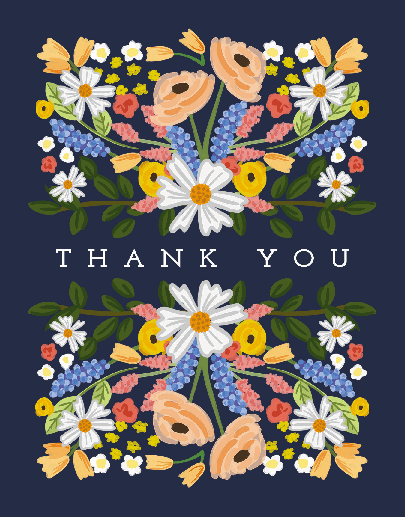 Navy Floral Thank You by Bloomwolf Studio | Postable