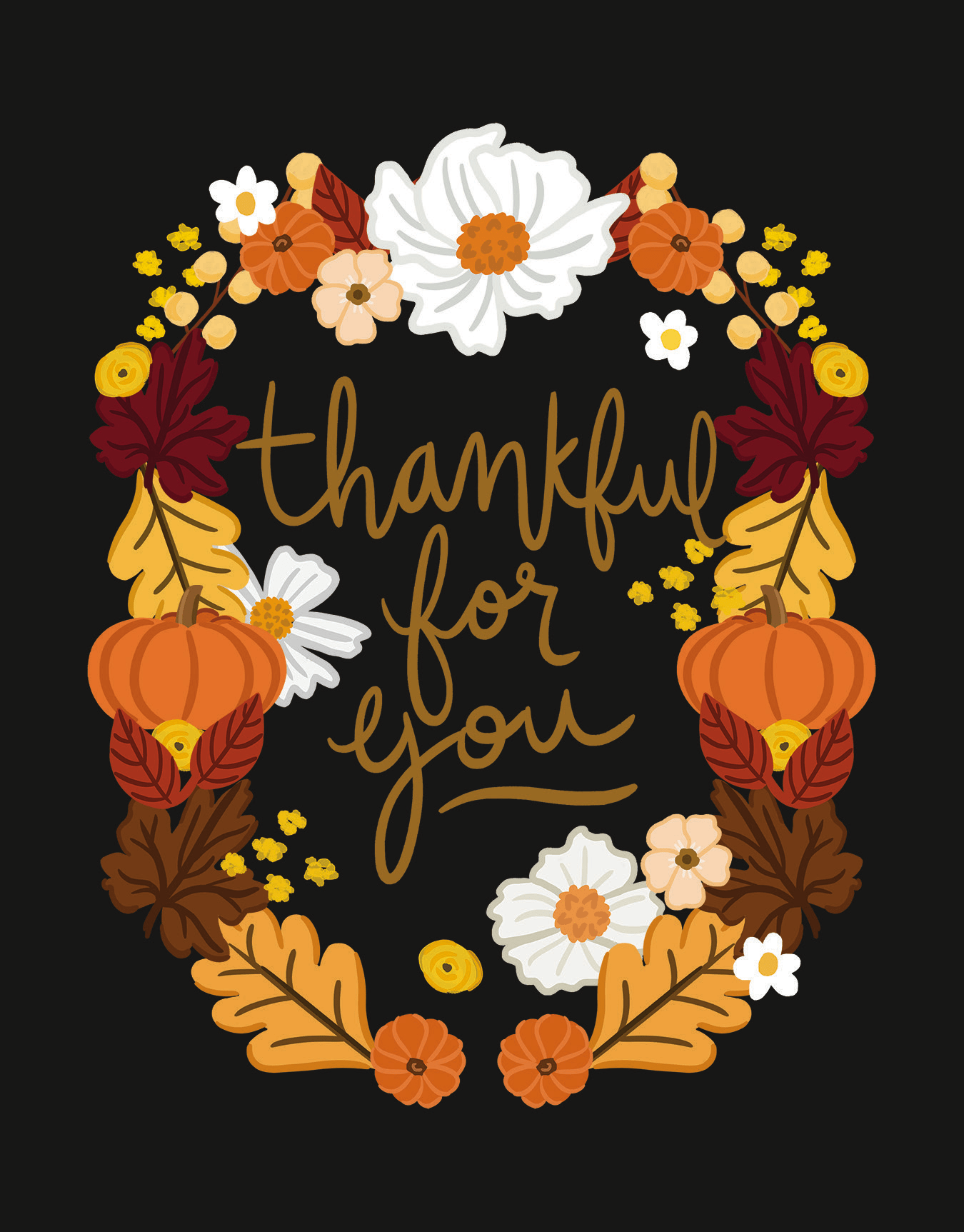 Thankful For You Fall Wreath Thanksgiving Card | Postable | Postable