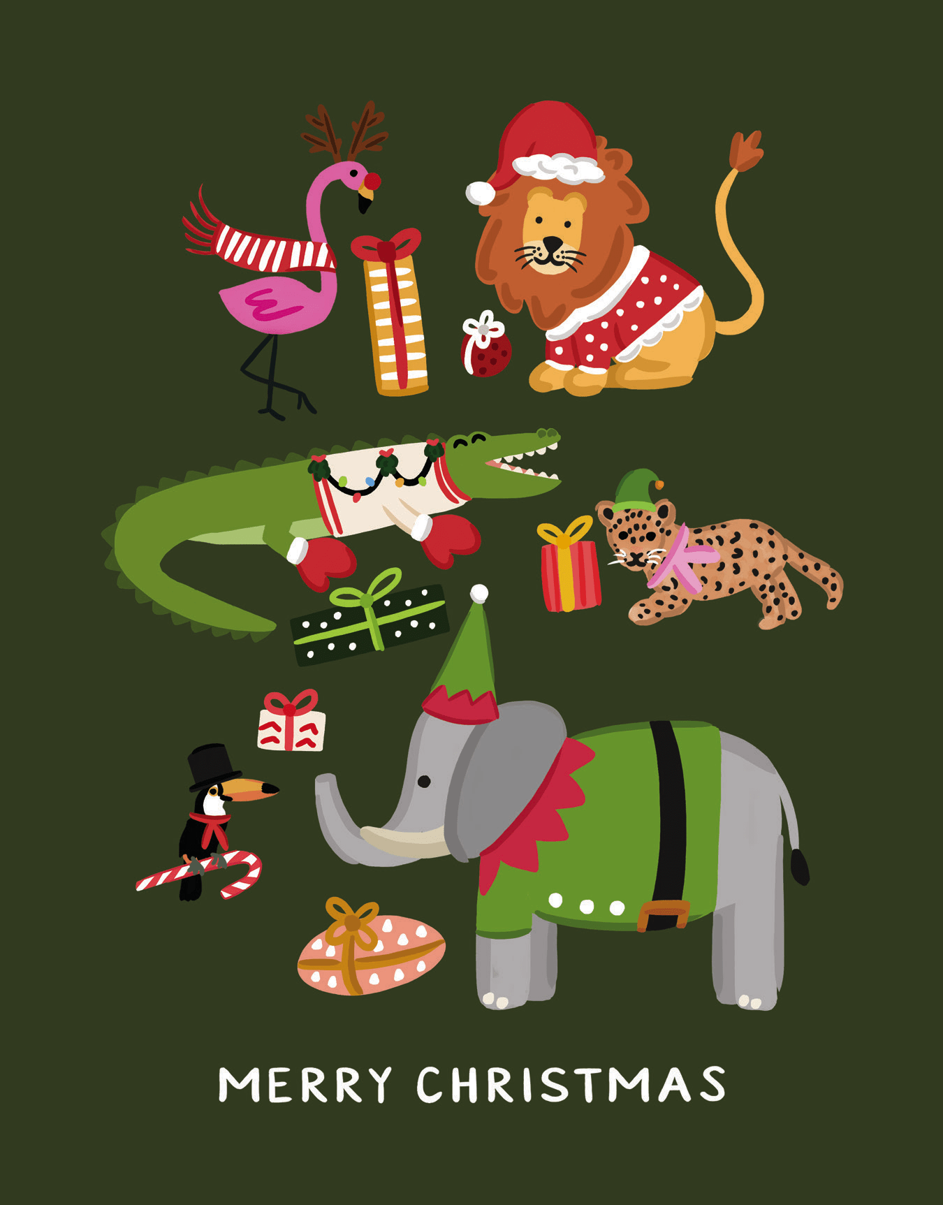 Christmas Wild Animals Folded Christmas Card | Postable | Postable