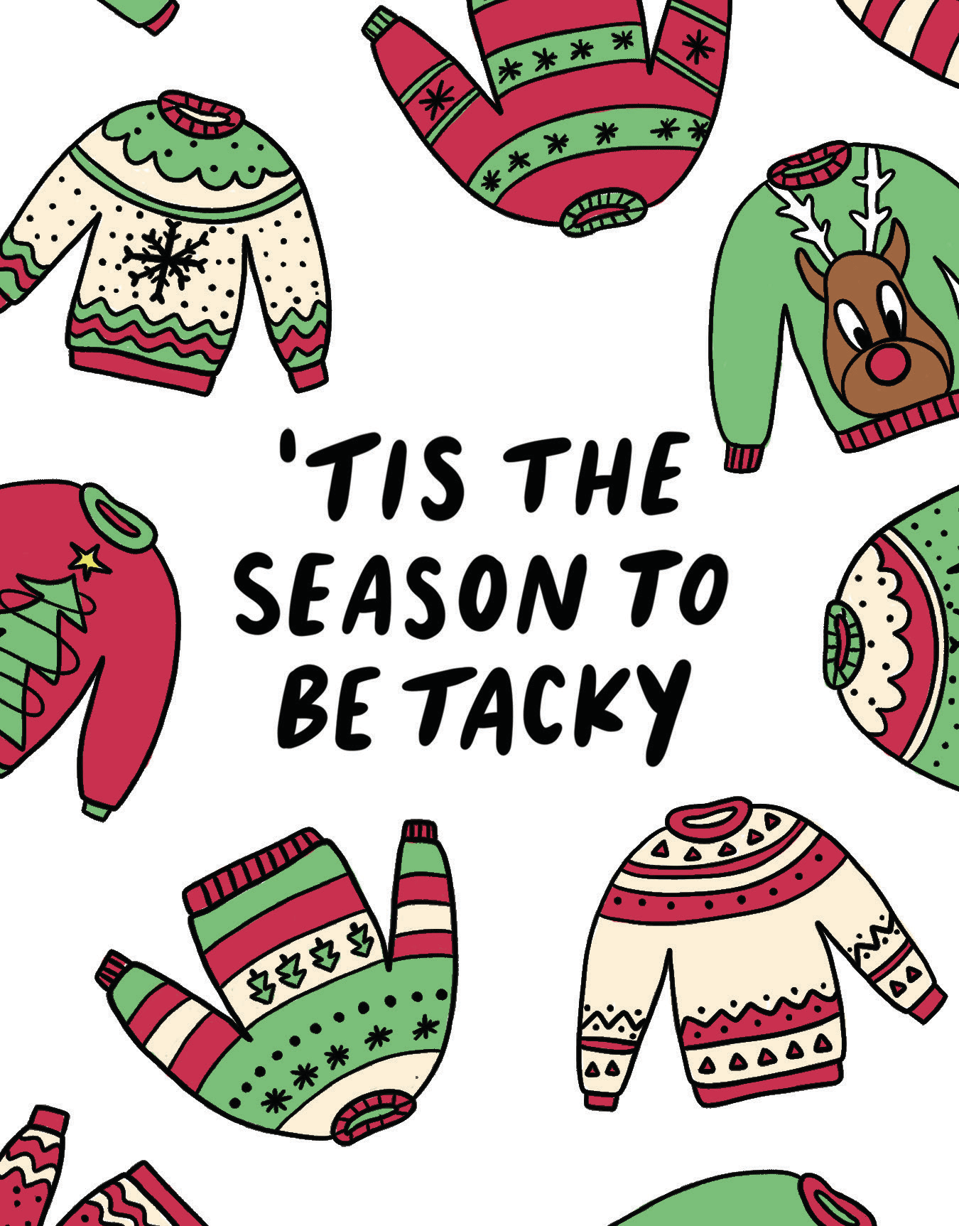 Ugly Tacky Sweaters Folded Holiday Card | Postable | Postable