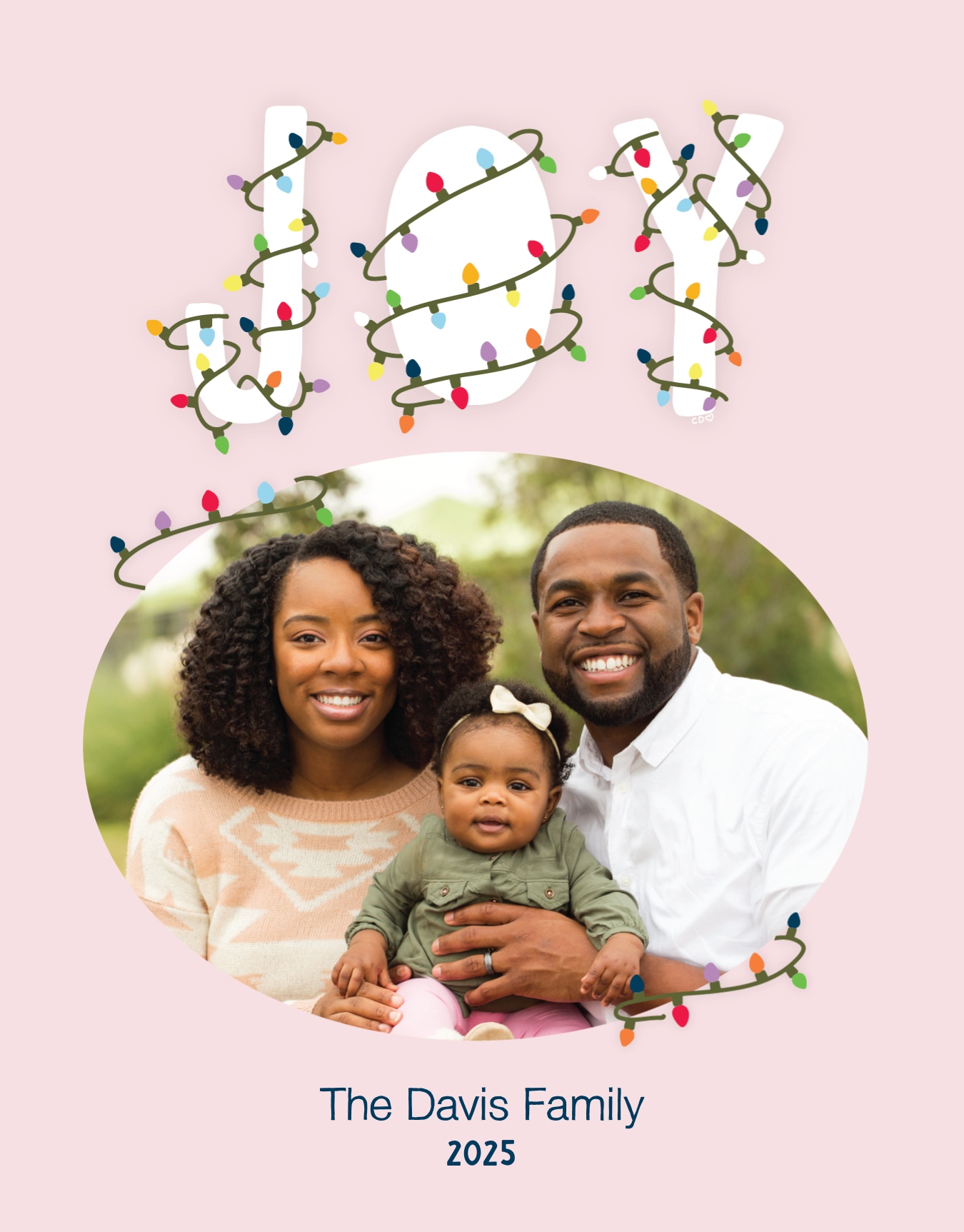 Pink Joy Lights Holiday Photo Card | Postable | Postable