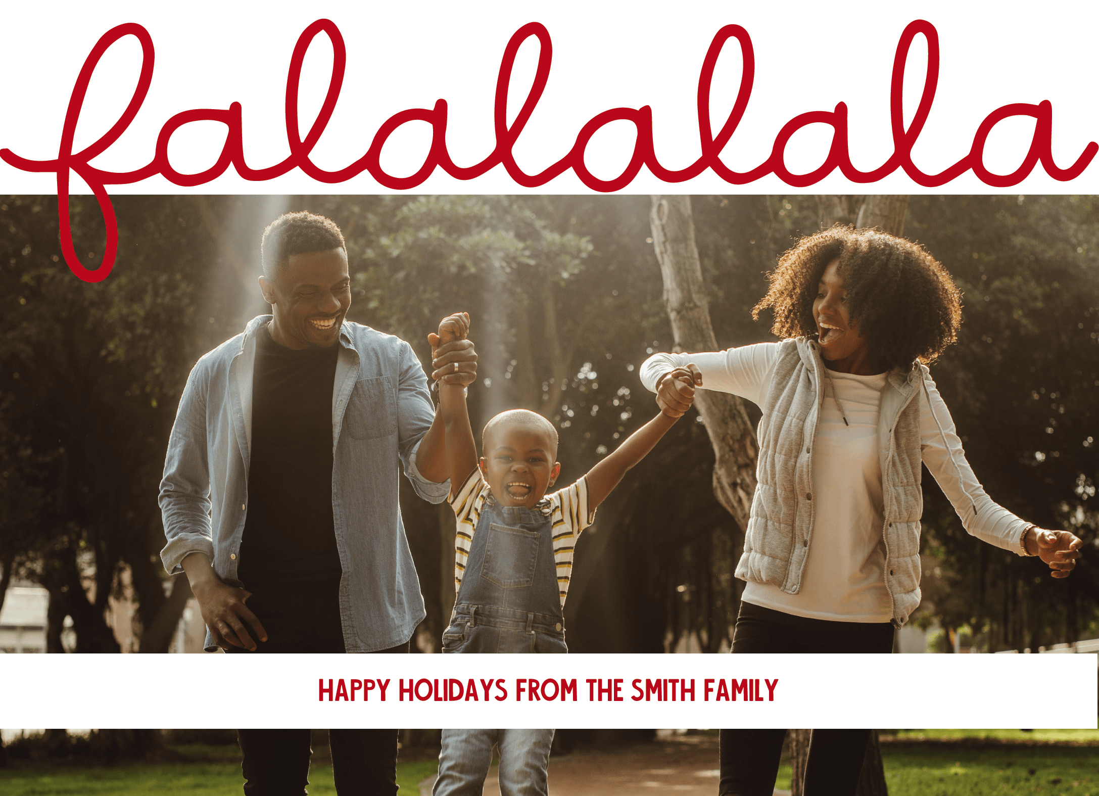 Red Falalalala Script Christmas Photo Card | Postable | Postable