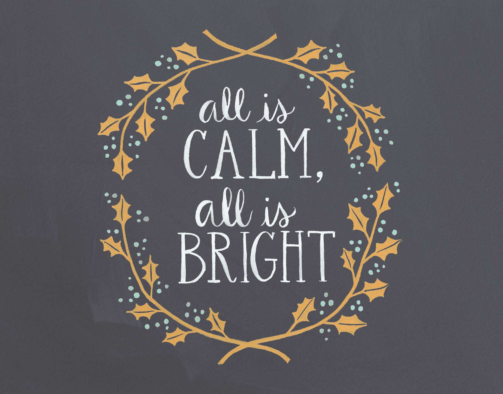 All Is Calm Wreath Folded Christmas Card | Postable | Postable