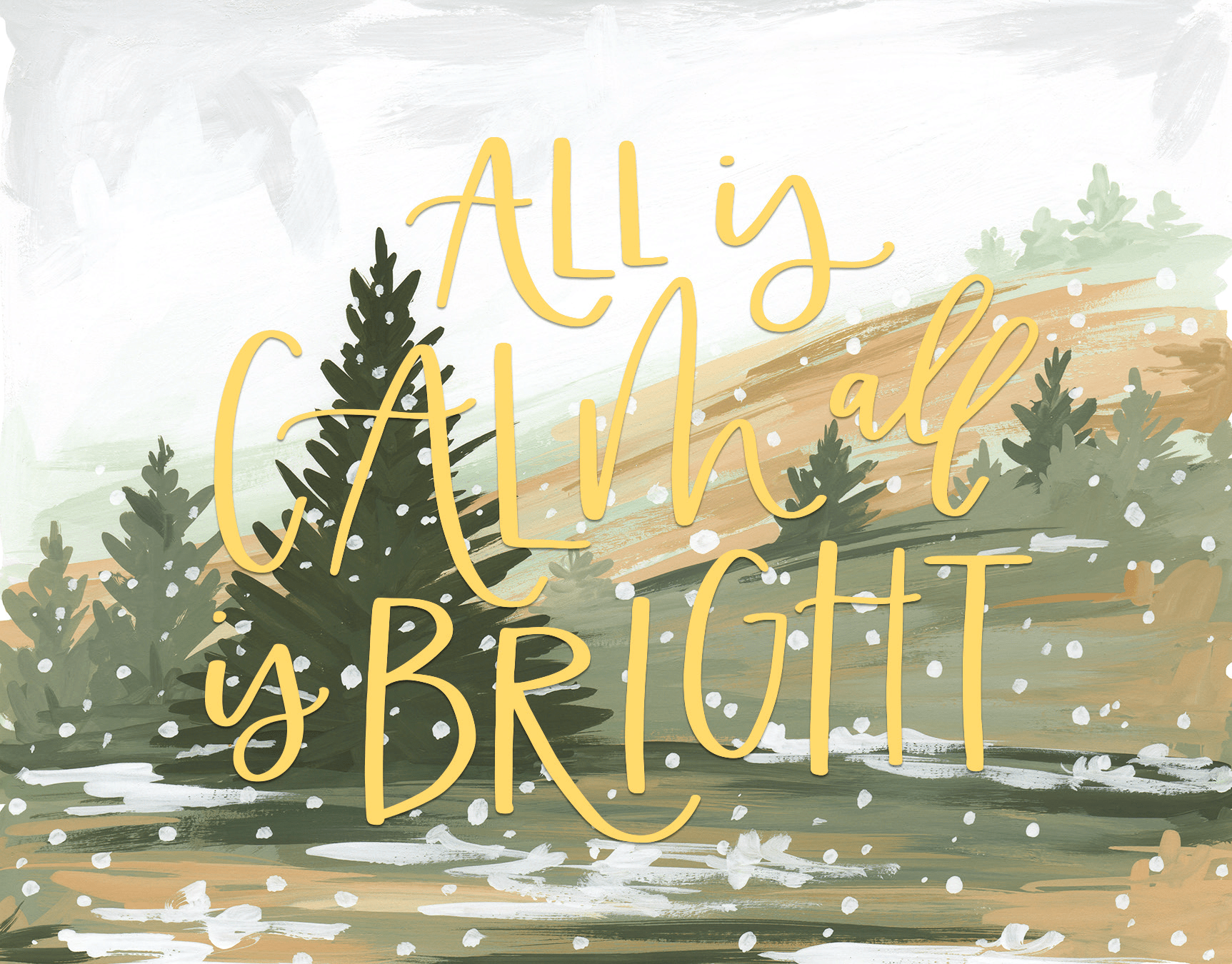 All Is Calm & Bright Folded Christmas Card | Postable | Postable