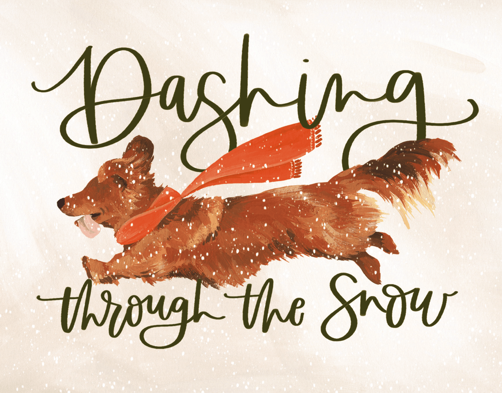 Dashing Through The Snow Dog Folded Holiday Card | Postable | Postable