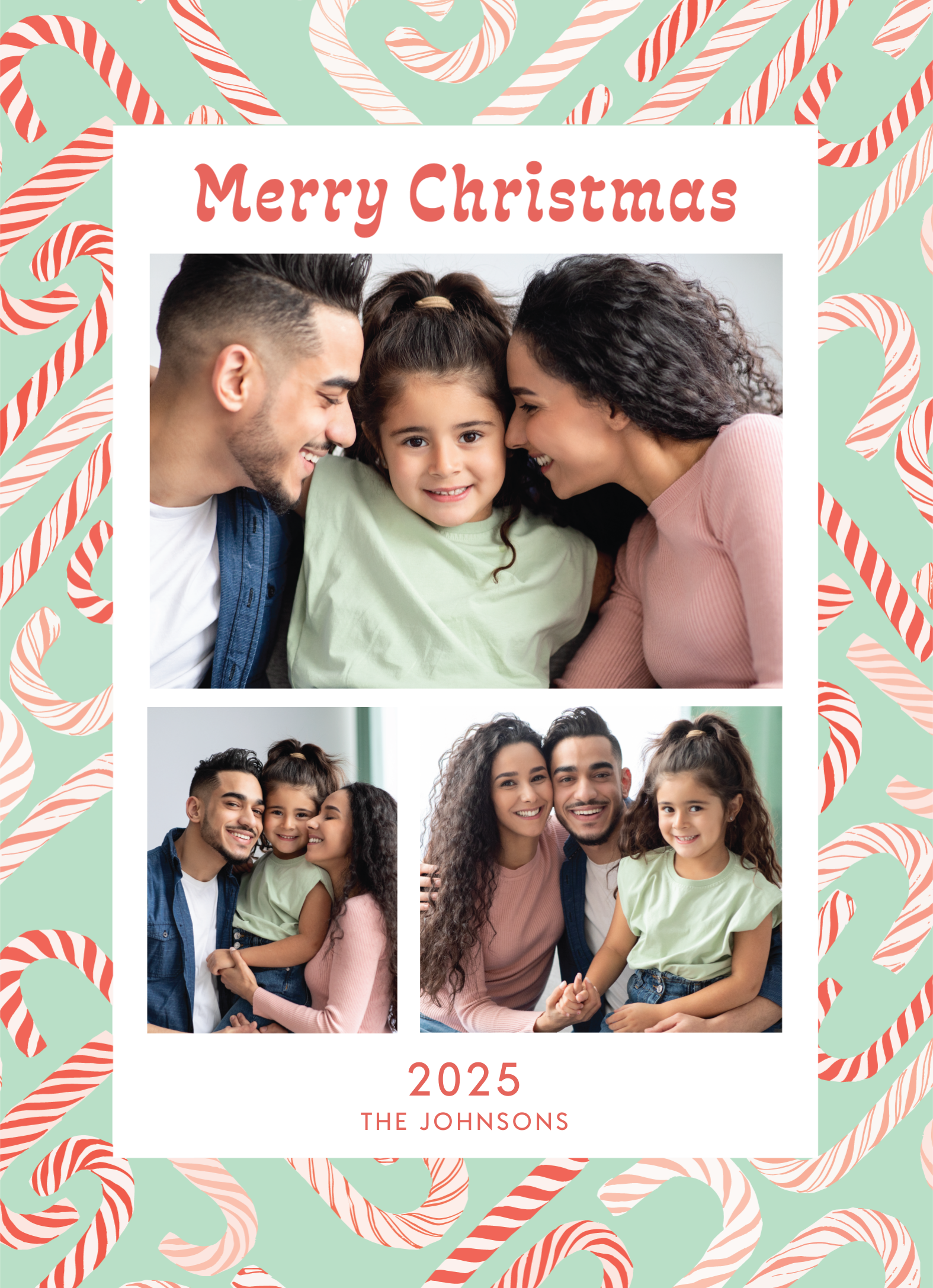 Christmas Candy Cane Frame Christmas Photo Card | Postable | Postable