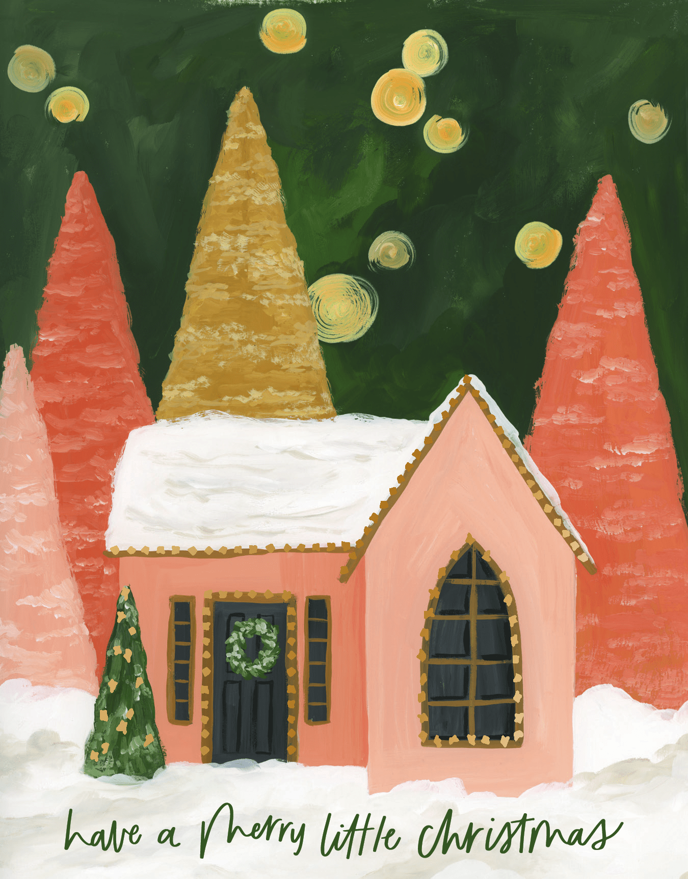 Christmas House Painting Folded Christmas Card | Postable | Postable