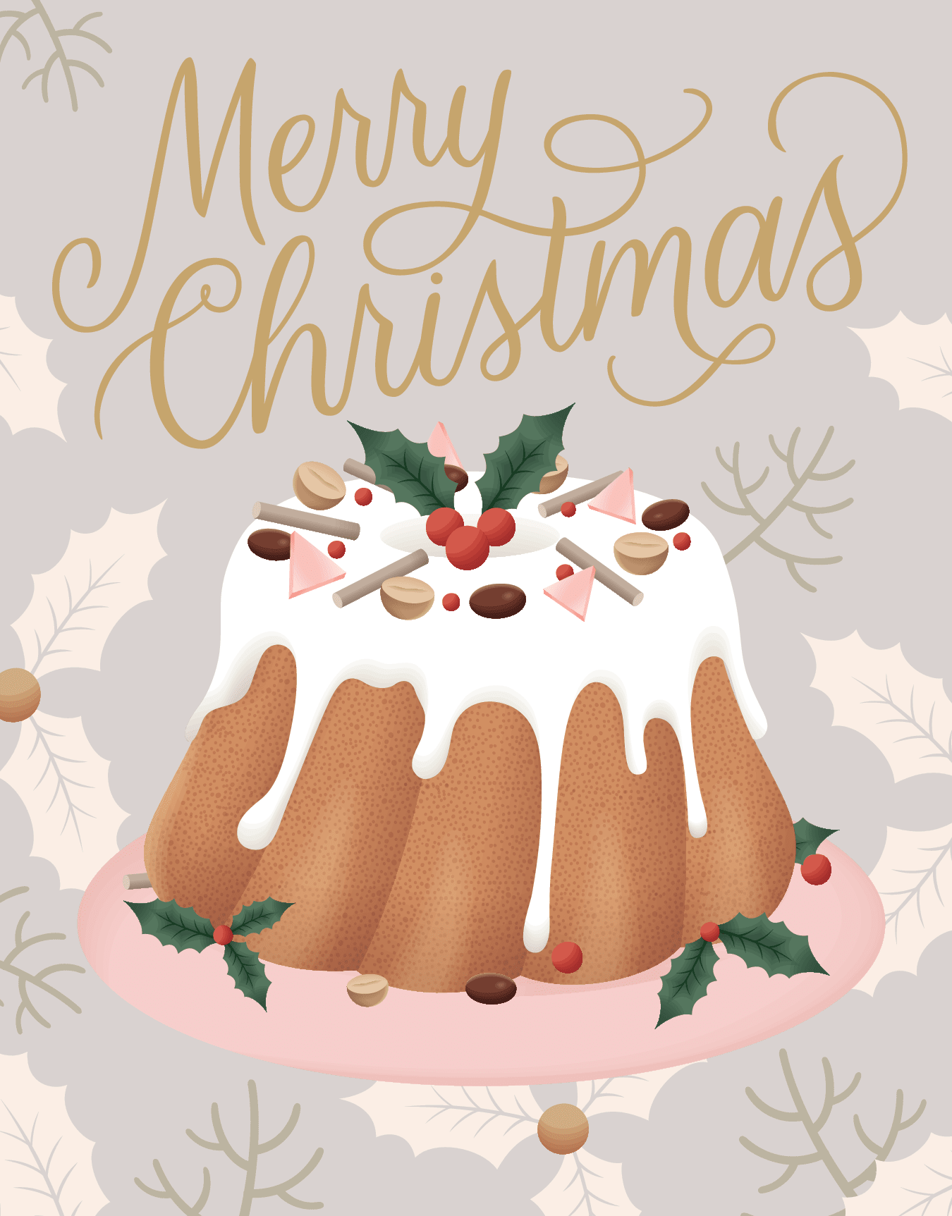 Merry Christmas Cake Folded Christmas Card | Postable | Postable