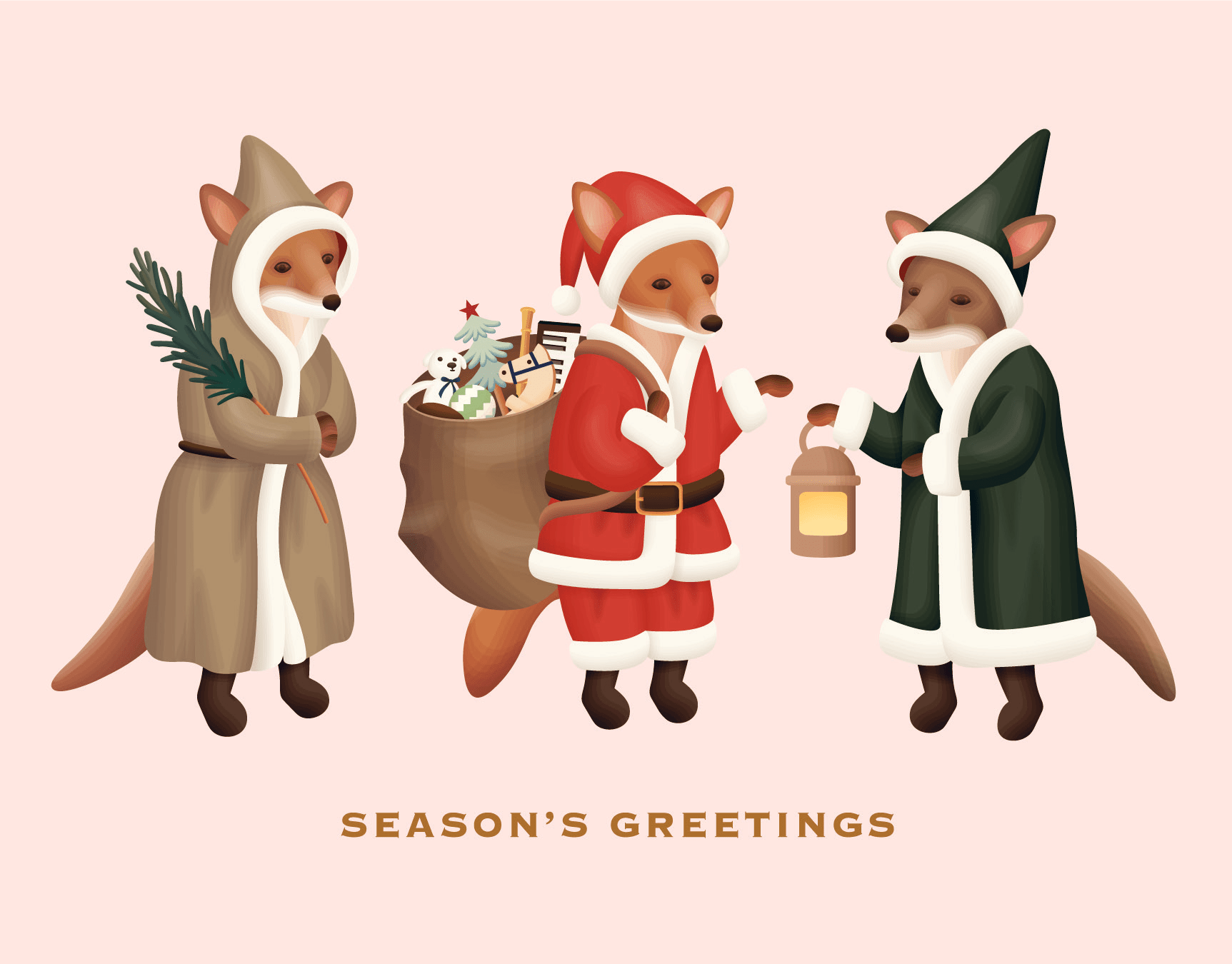 Season's Greetings Winter Foxes Holiday Card | Postable | Postable