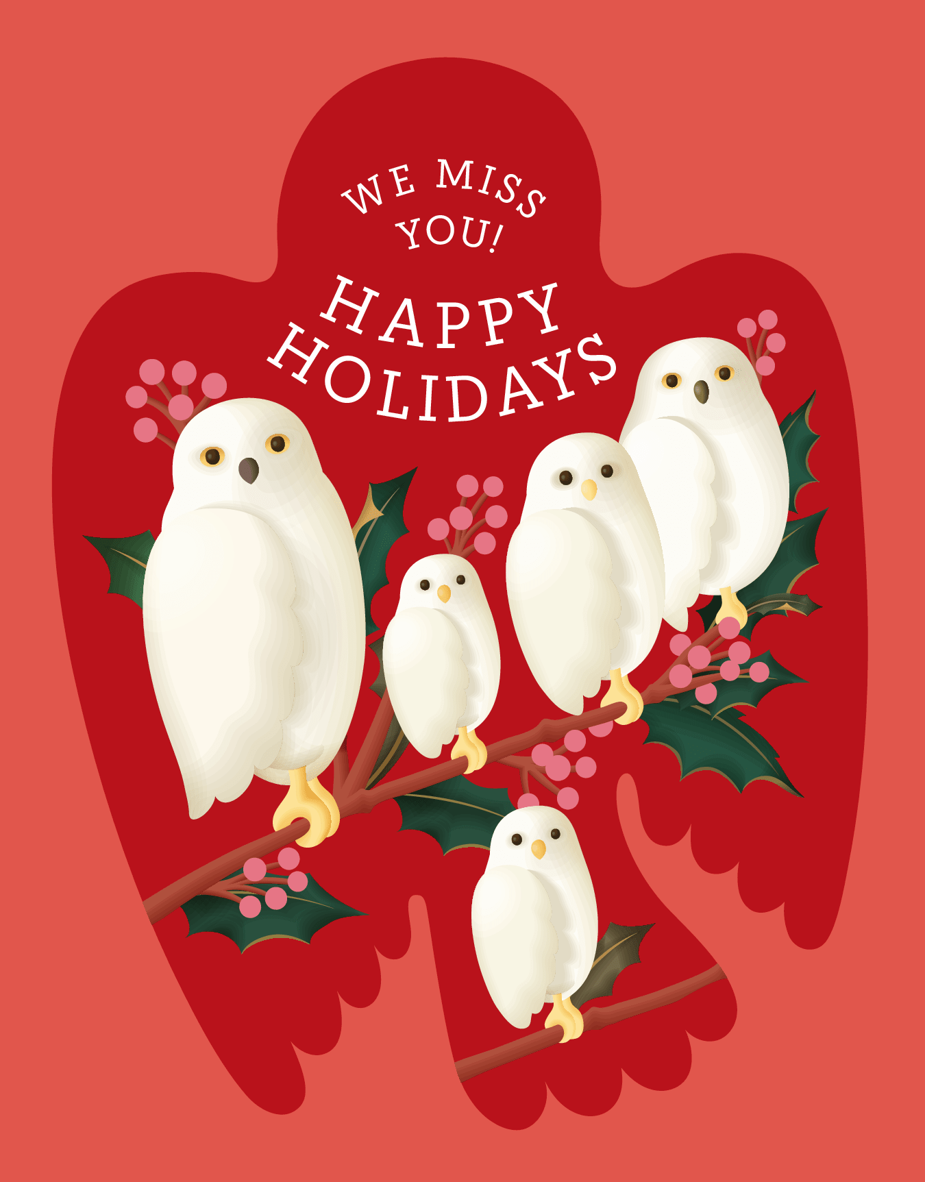 We Miss You! Happy Holiday Owls Holiday Card | Postable | Postable