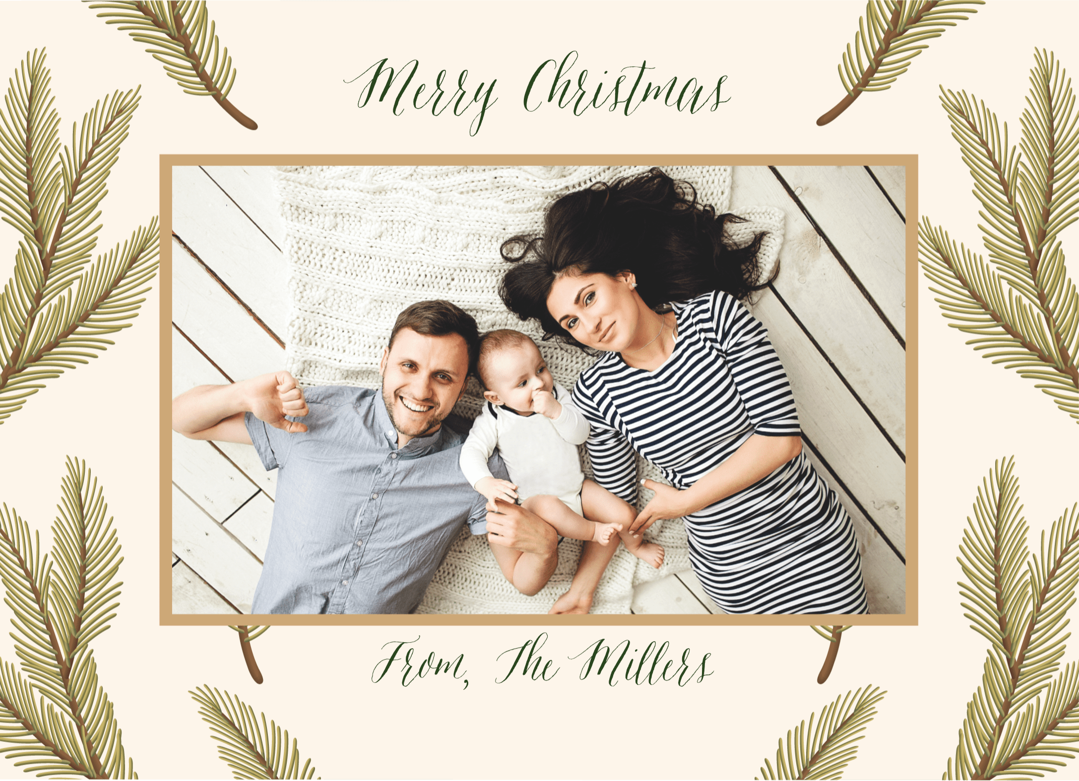 Festive Pine Frame Christmas Photo Card | Postable | Postable