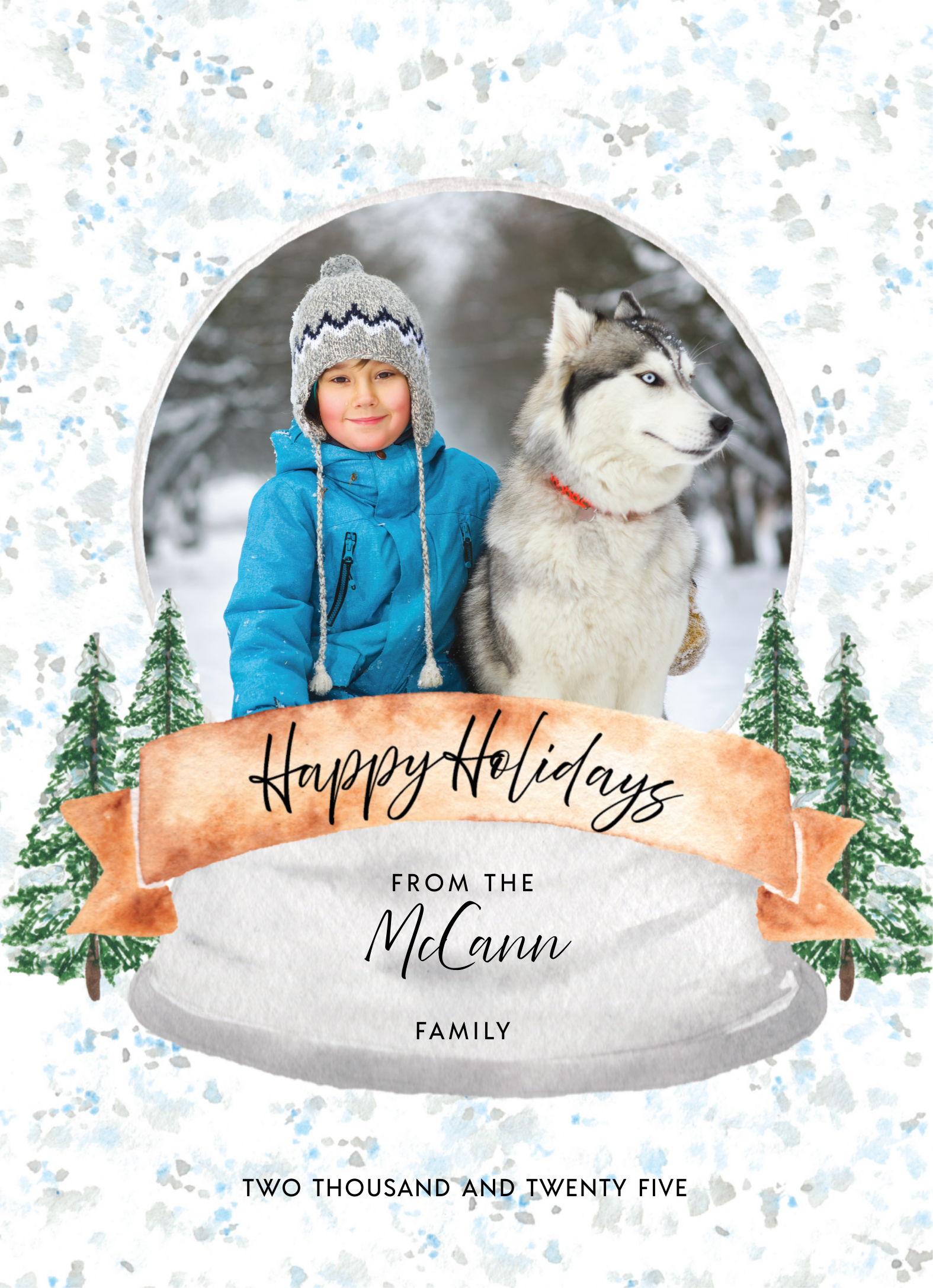 Winter Scene Snow Globe Holiday Photo Card | Postable | Postable
