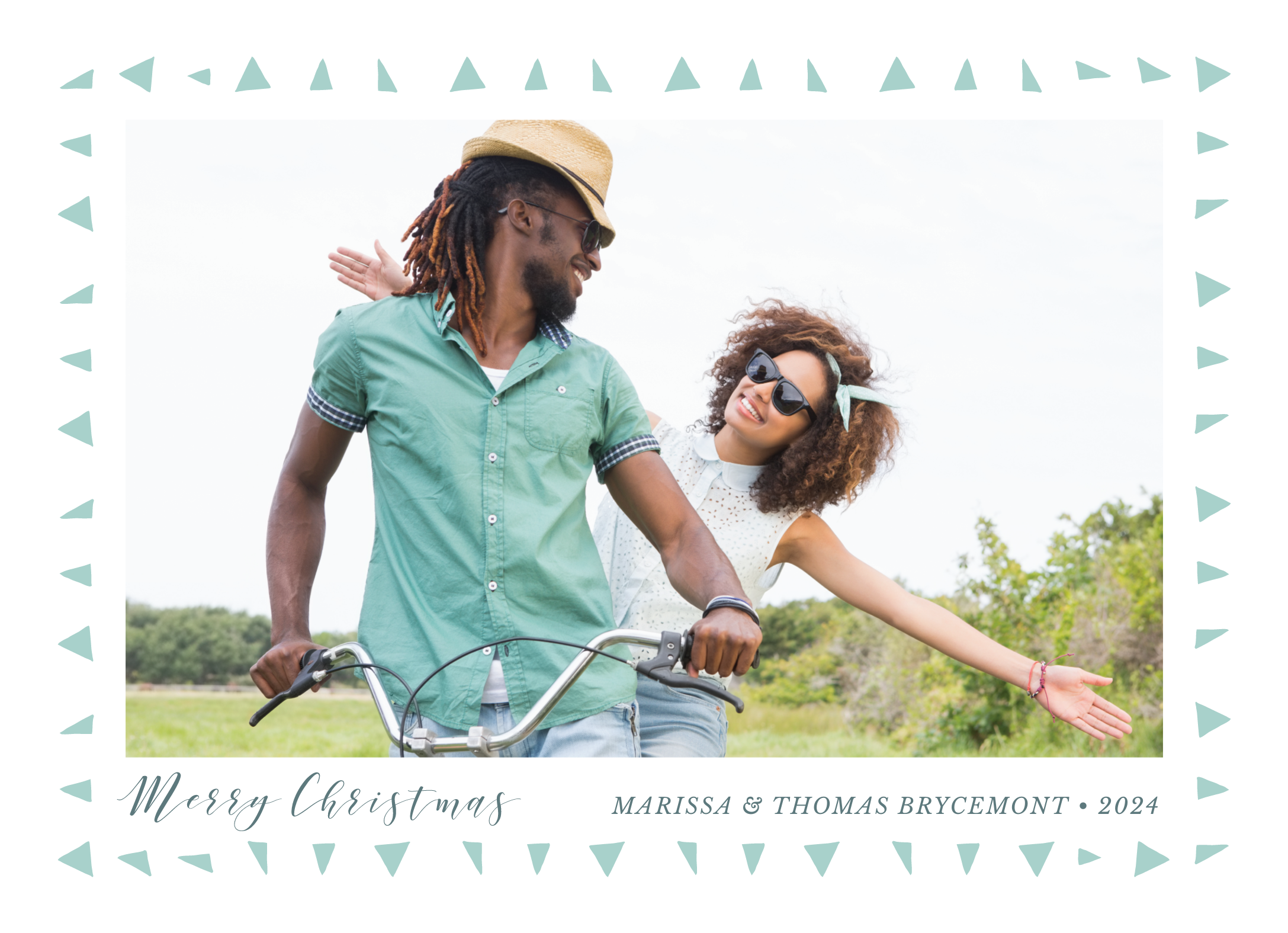 Festive Triangle Frame Christmas Photo Card | Postable | Postable