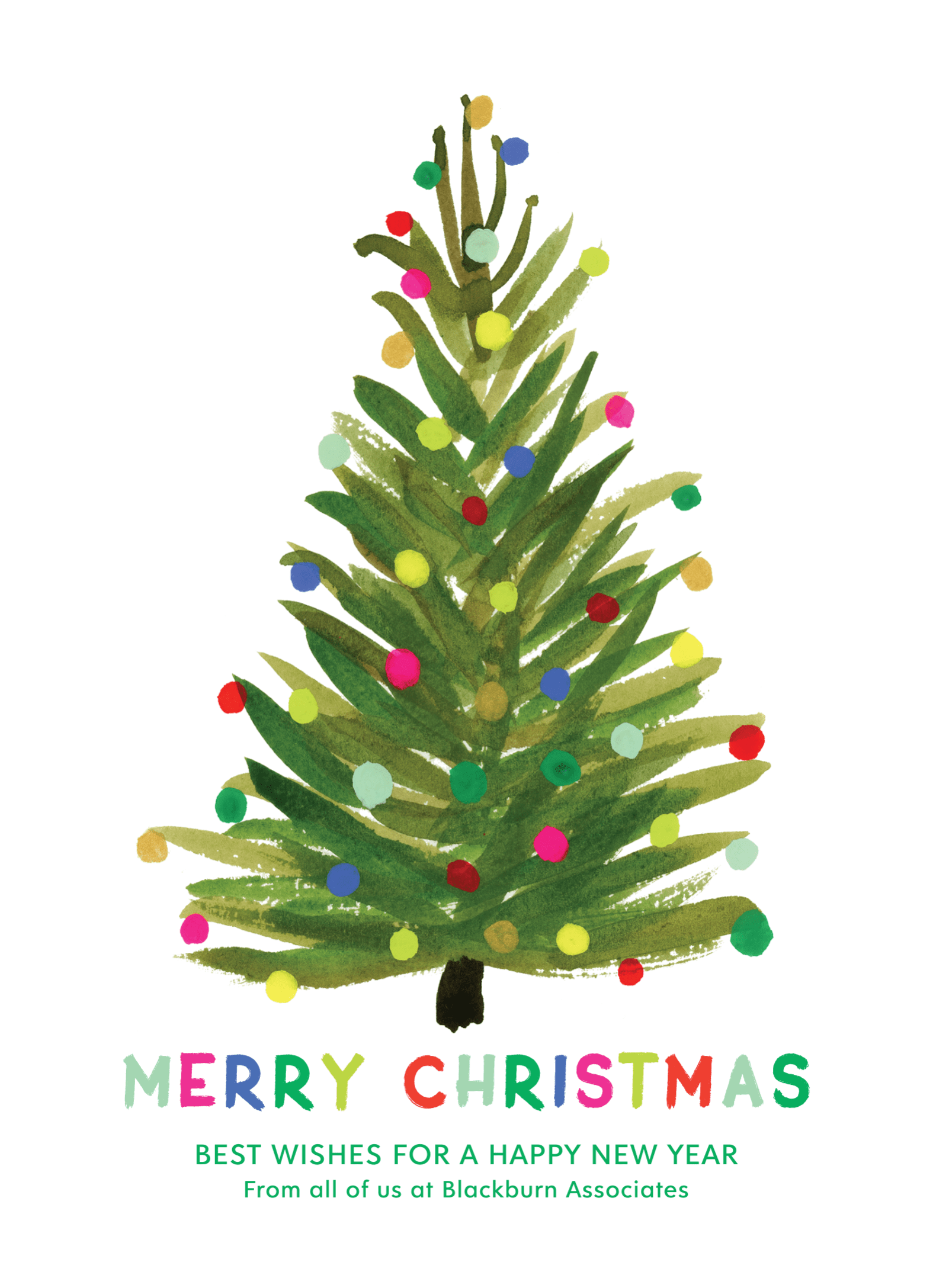 Painted Decorated Tree Christmas Card | Postable | Postable