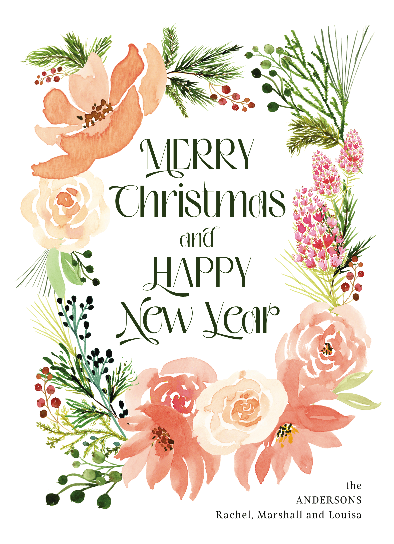 Blush Bouquet Christmas Card | Postable | Postable