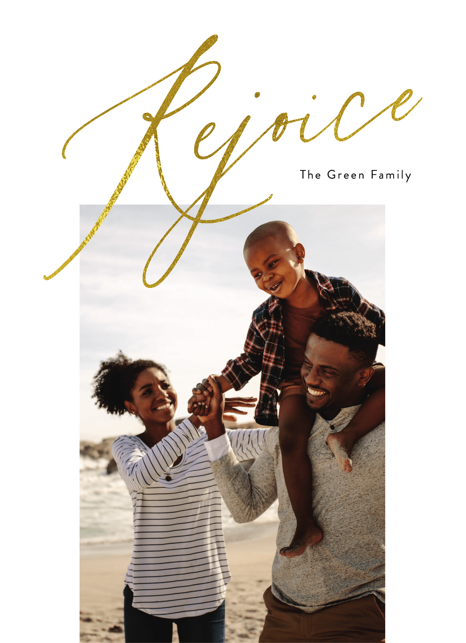 Gold Rejoice Religious Christmas Photo Card | Postable | Postable