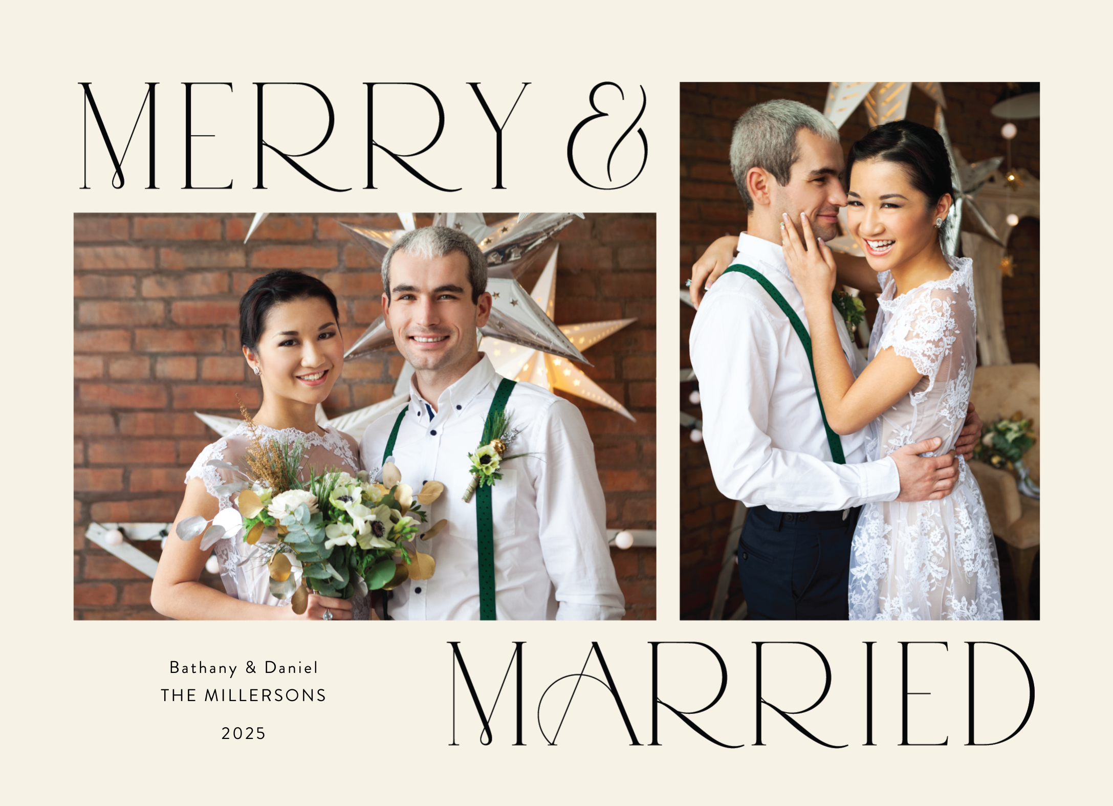 Merry And Married Serif Holiday Photo Card | Postable | Postable