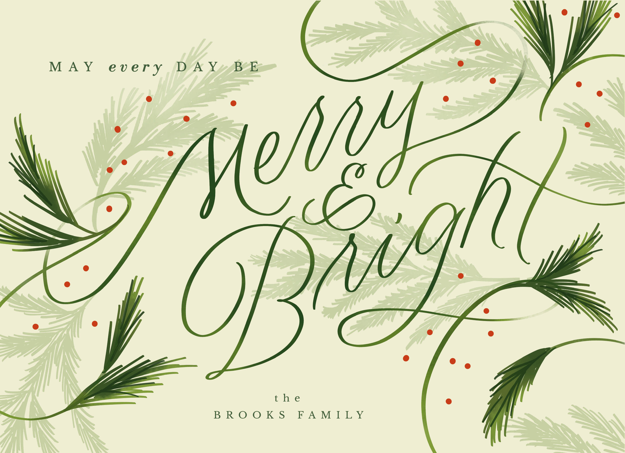 Be Merry And Bright Greenery Holiday Card | Postable | Postable