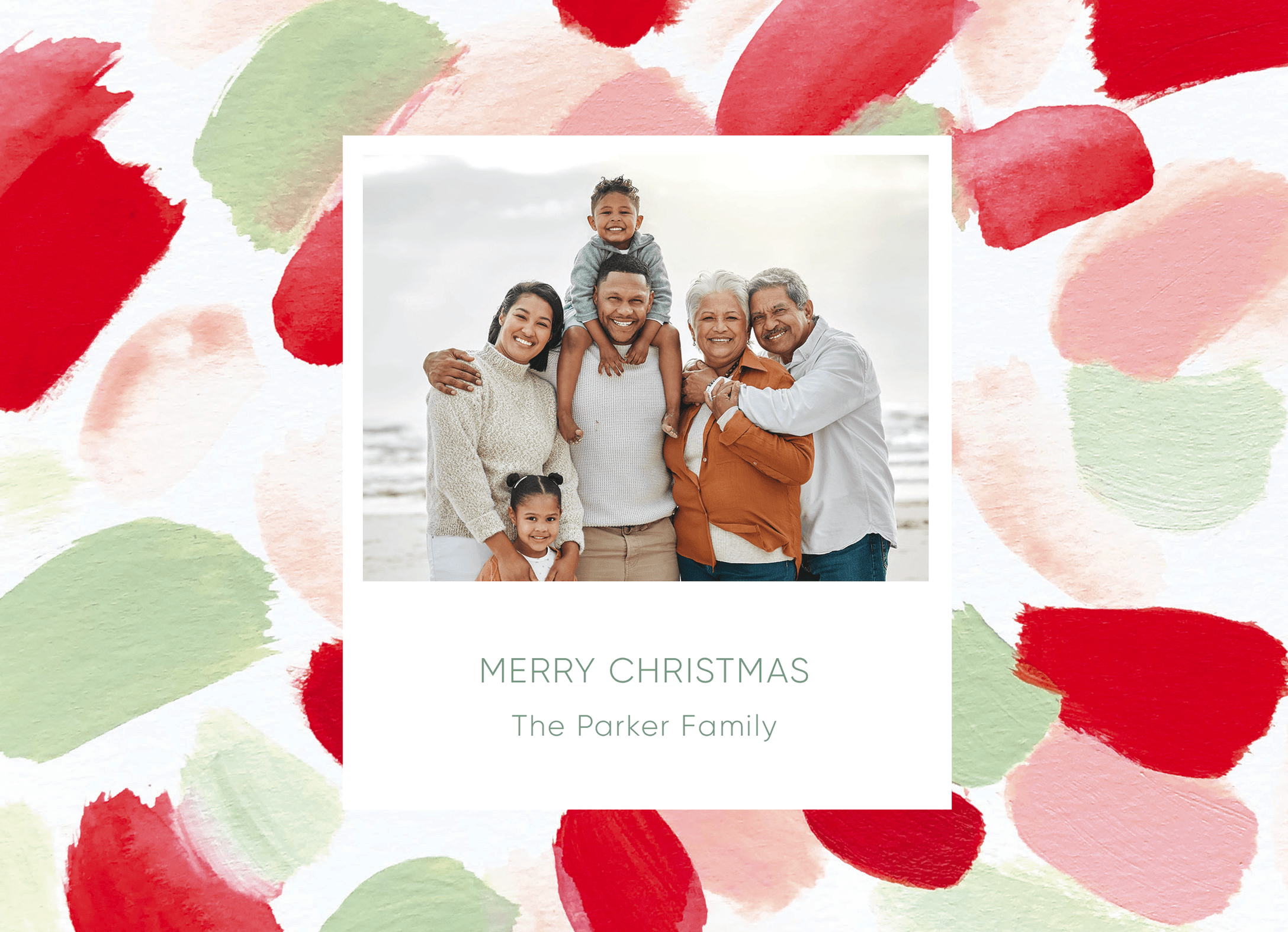 Painted Christmas Confetti Frame Holiday Photo Card | Postable | Postable