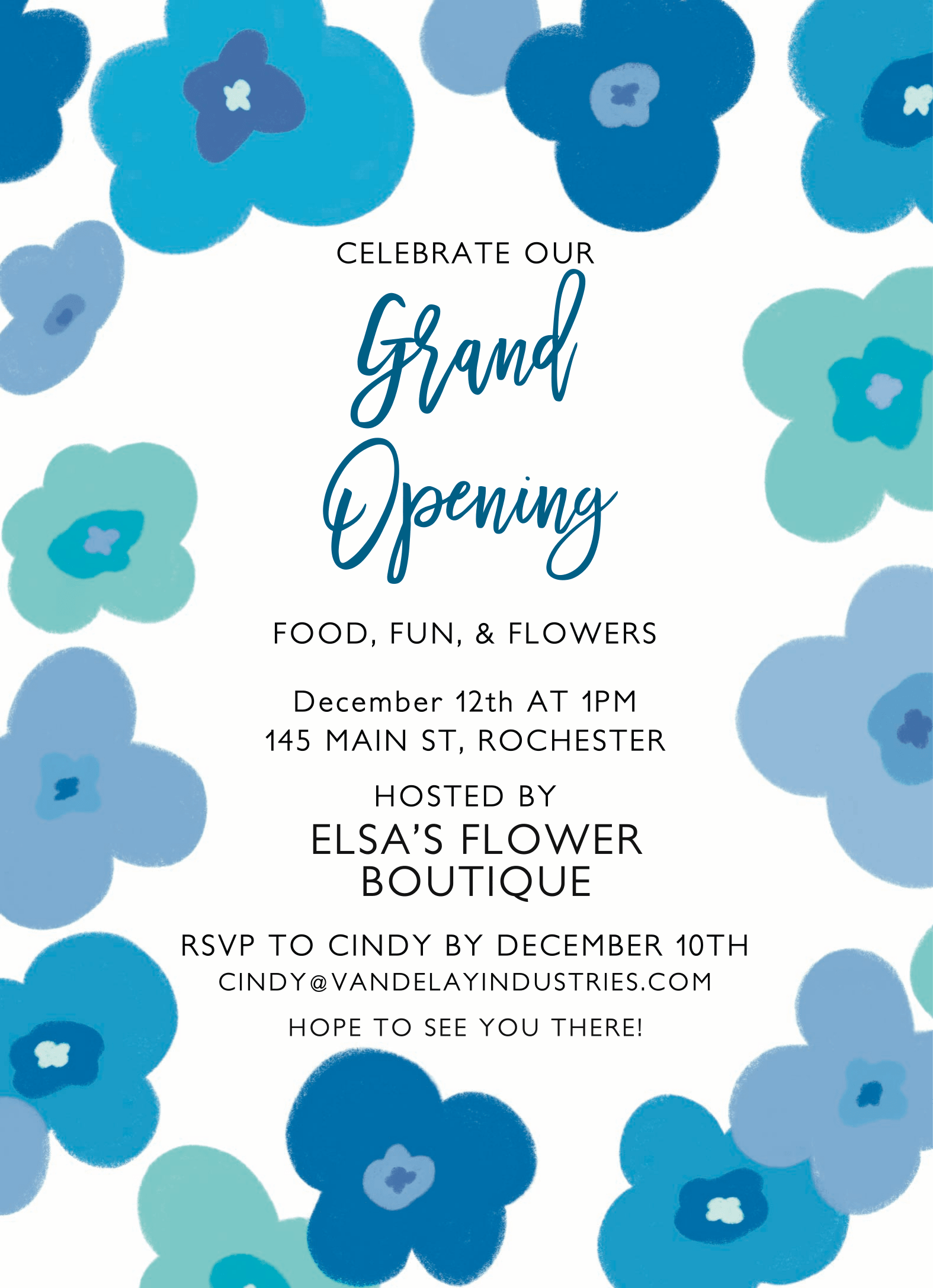 Blue Flower Border by Grey Street Paper | Postable