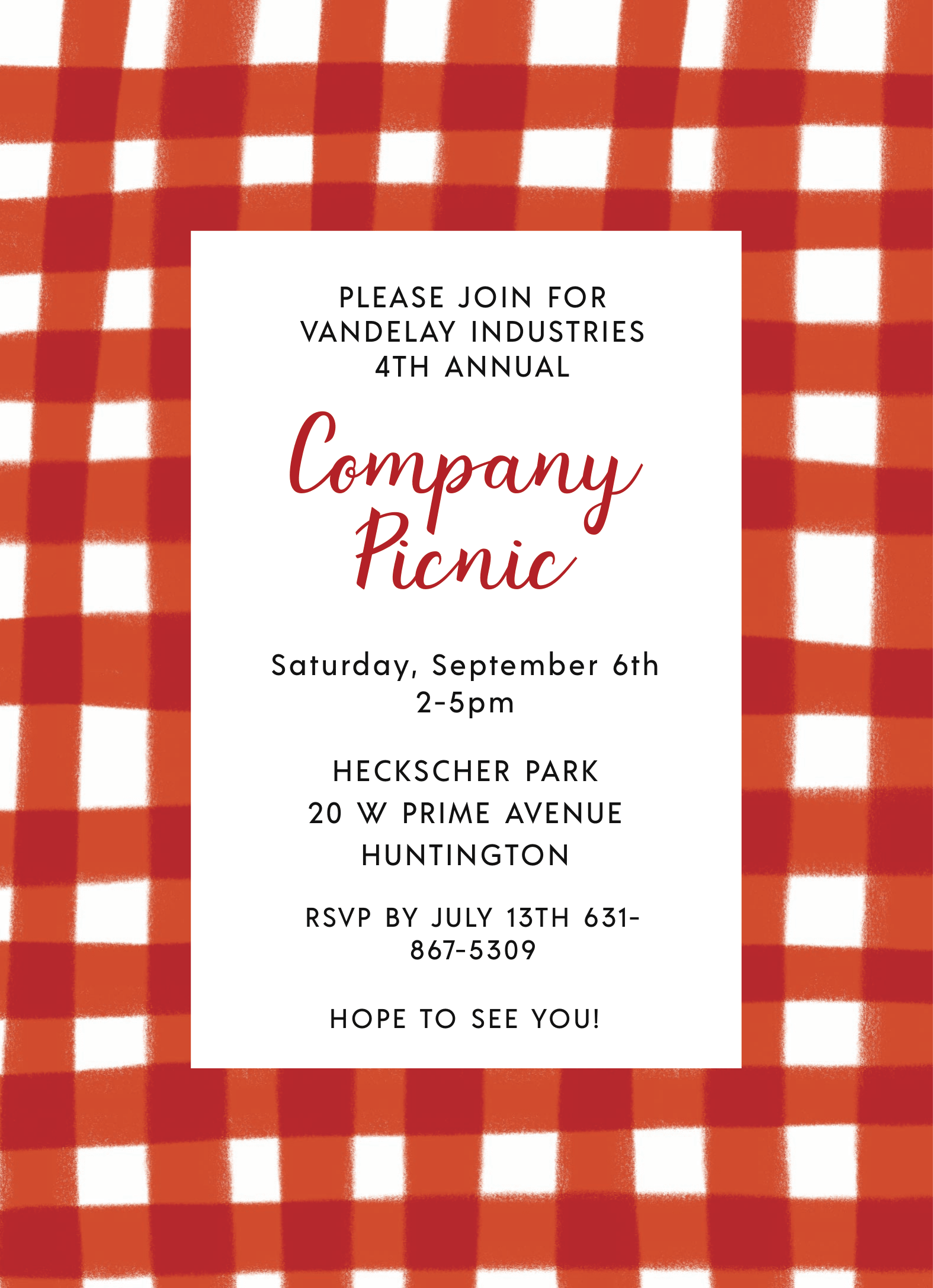 Picnic Invite by Grey Street Paper | Postable