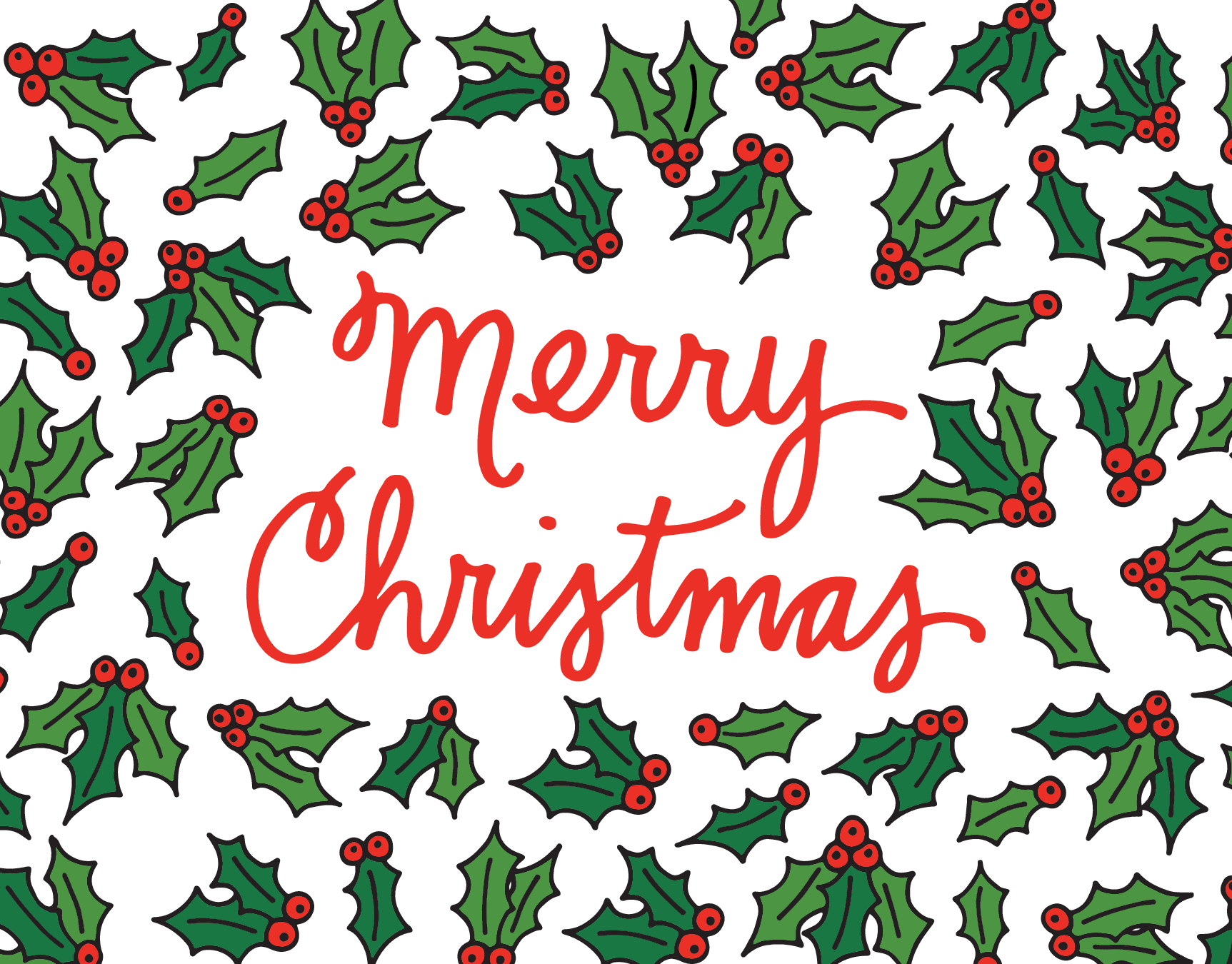 Holly Mistletoe Wishes Folded Christmas Card | Postable | Postable