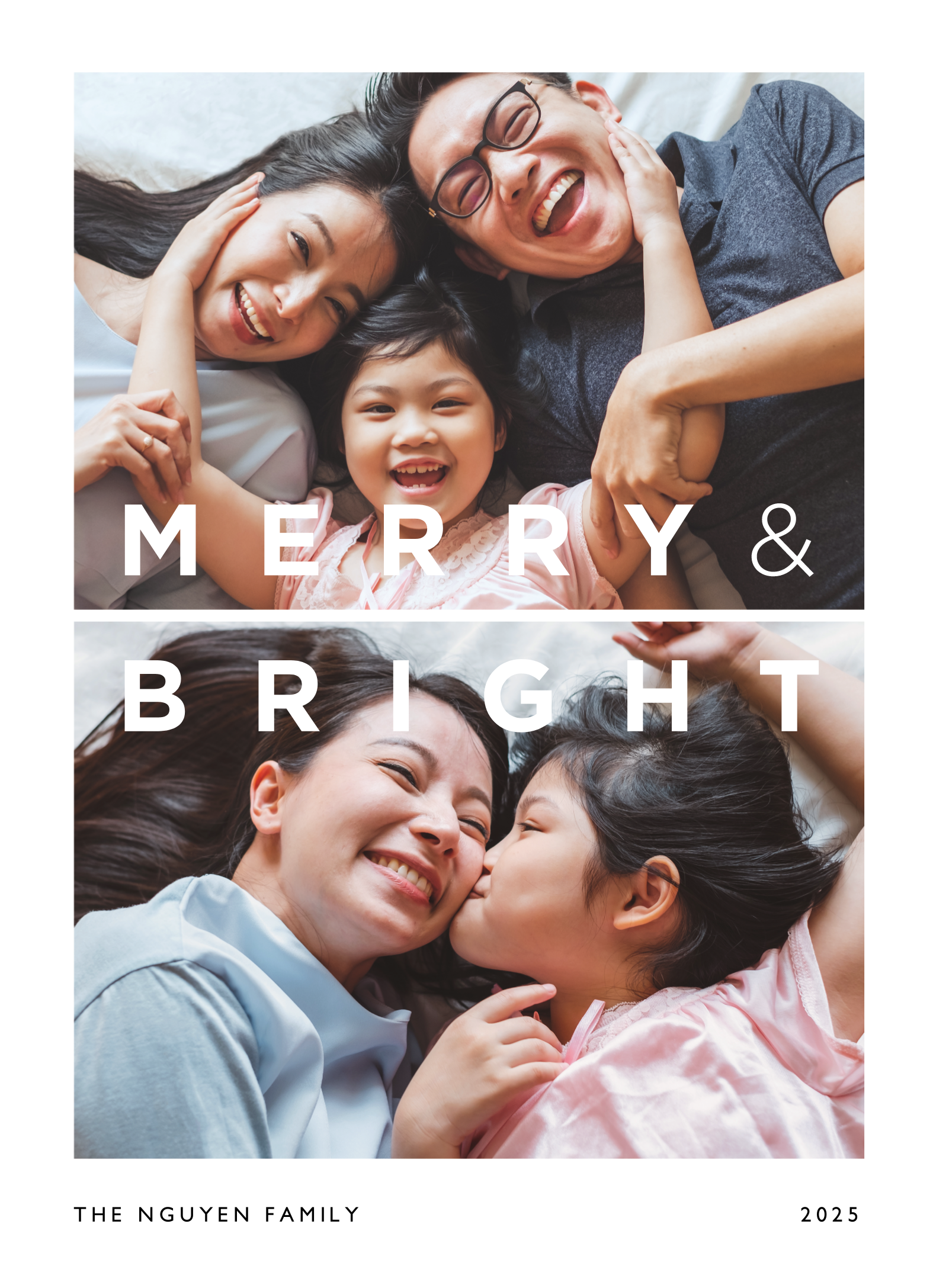 Merry & Bright Simple Multi Photo Christmas Card | Postable | Postable