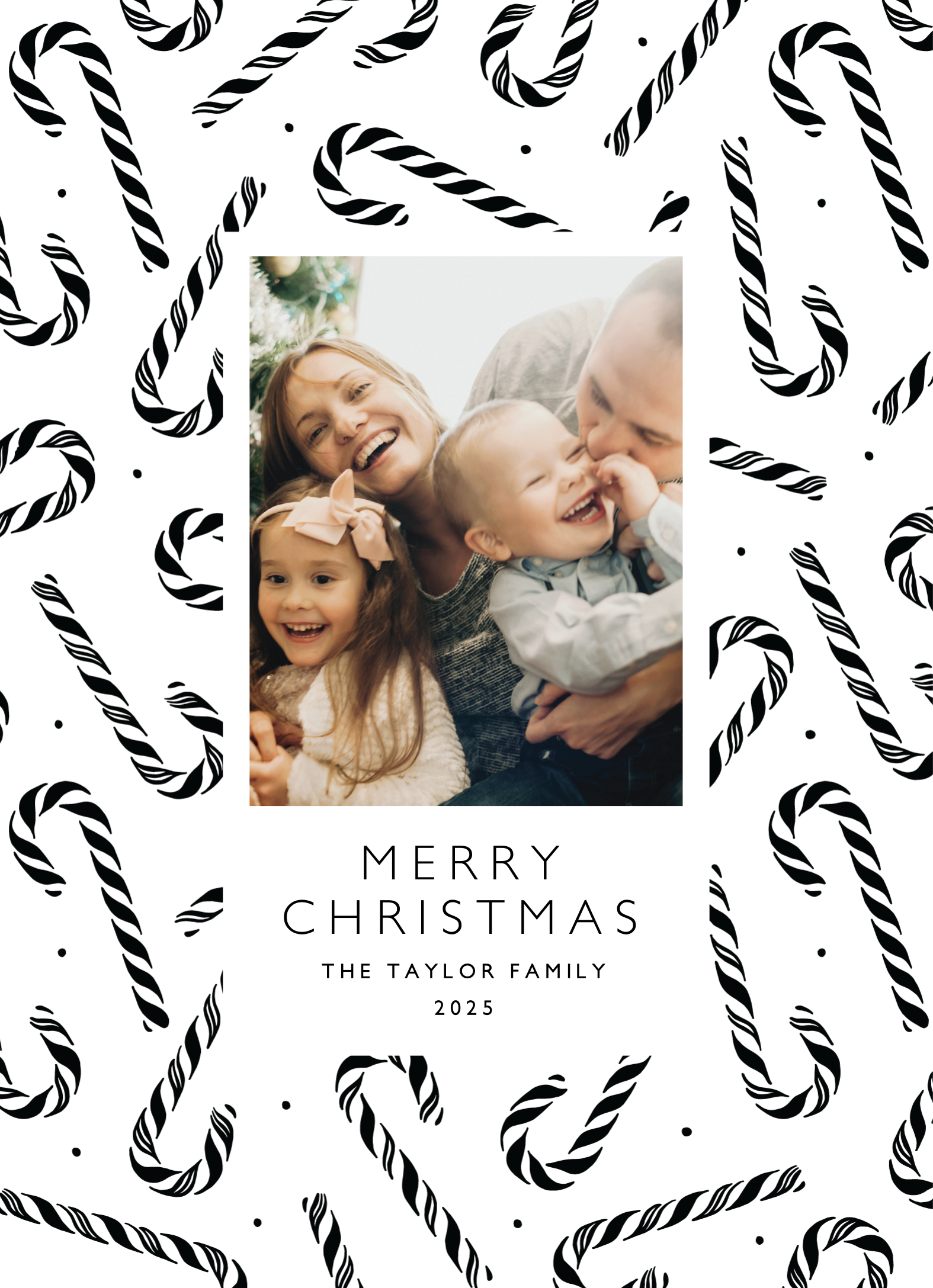 Black & White Candy Canes Christmas Photo Card | Postable | Postable
