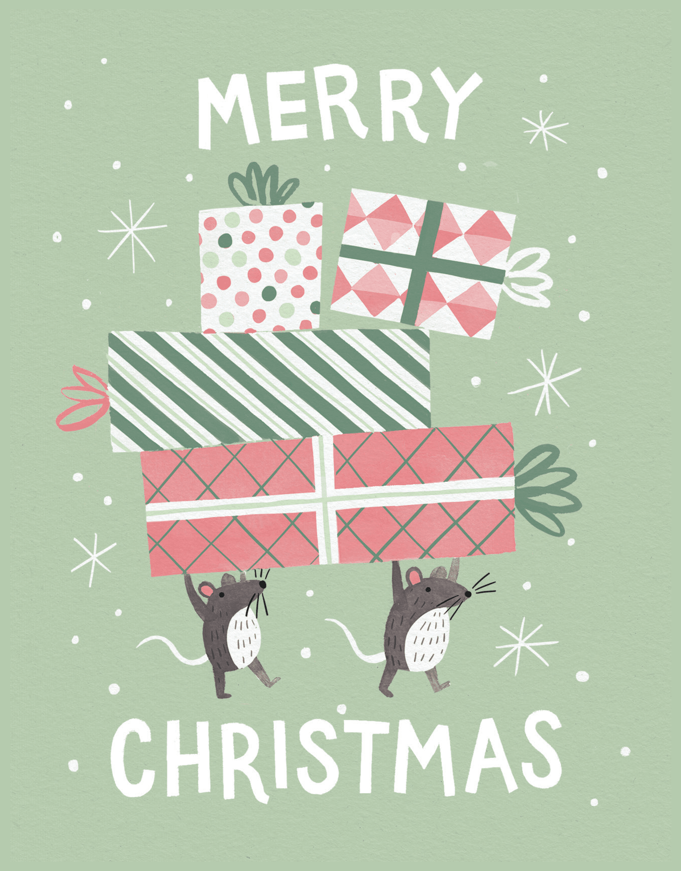 Christmas Mice Folded Christmas Card | Postable | Postable