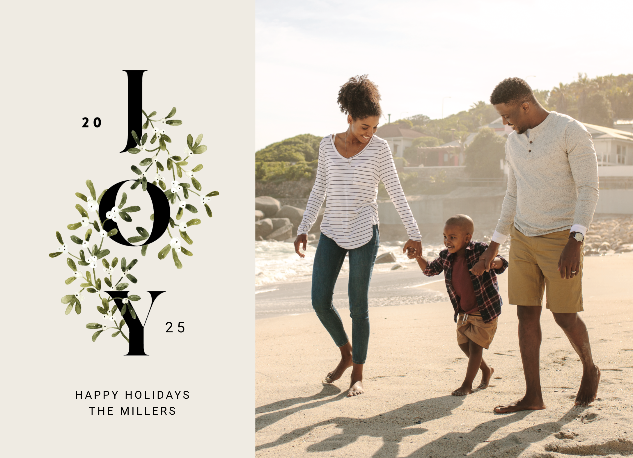 Stacked Mistletoe Joy Holiday Photo Card | Postable | Postable