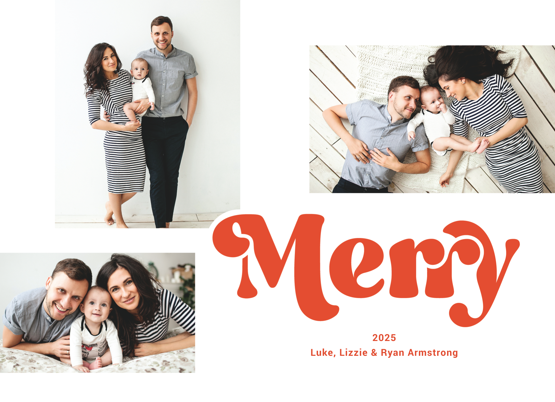 Vintage Trio Custom Christmas Photo Card | Postable | Postable