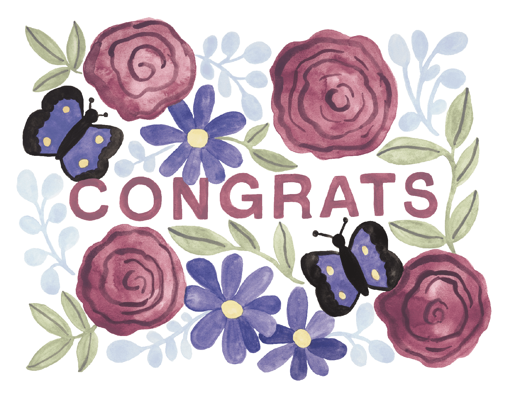 Butterfly Floral Congrats by Leveret Paperie | Postable