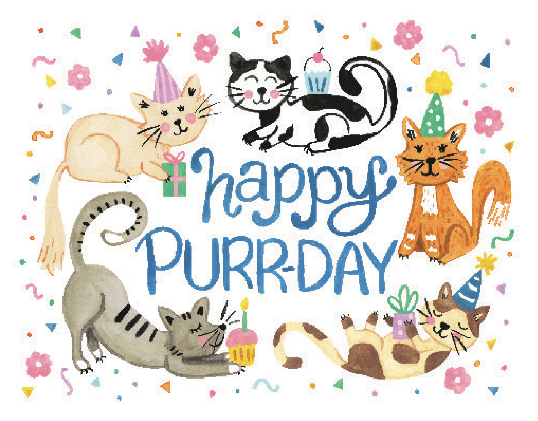 Happy Cat Purr Day by Leveret Paperie | Postable