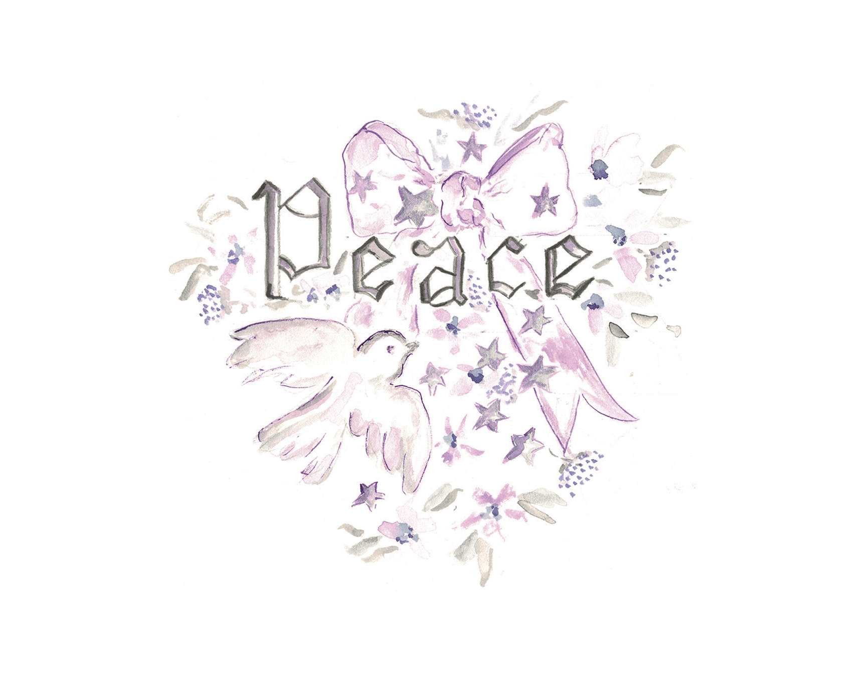 Watercolor Peace & Dove New Years Folded Card | Postable | Postable
