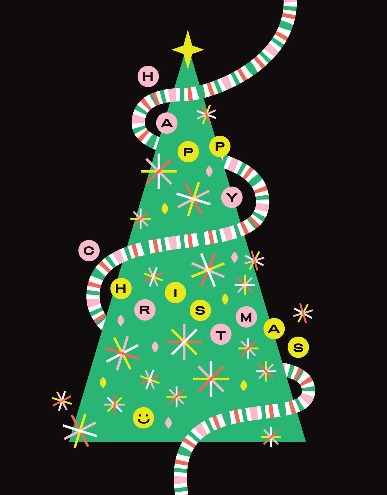 Happy Christmas Tree Folded Christmas Card | Postable | Postable