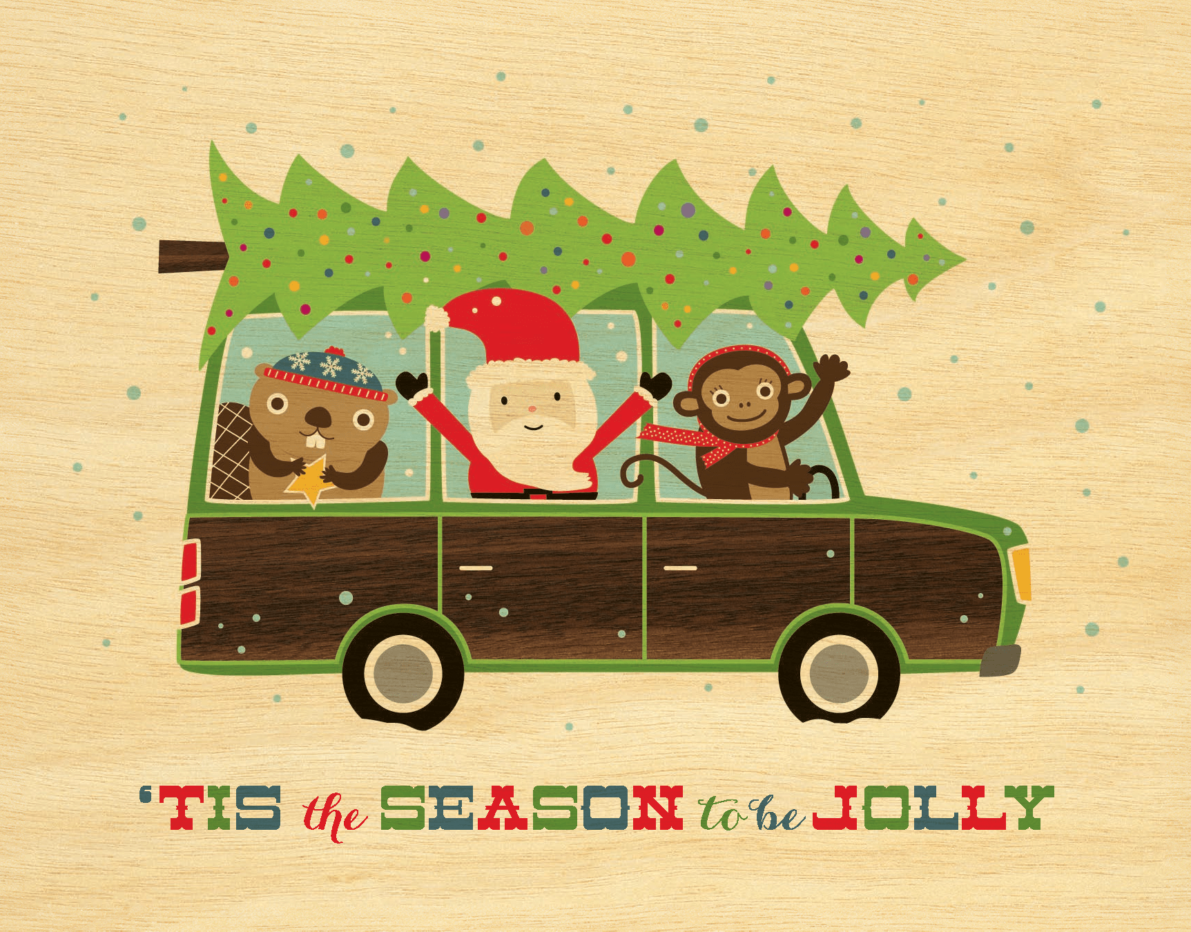 Jolly Truckster Folded Christmas Card | Postable | Postable