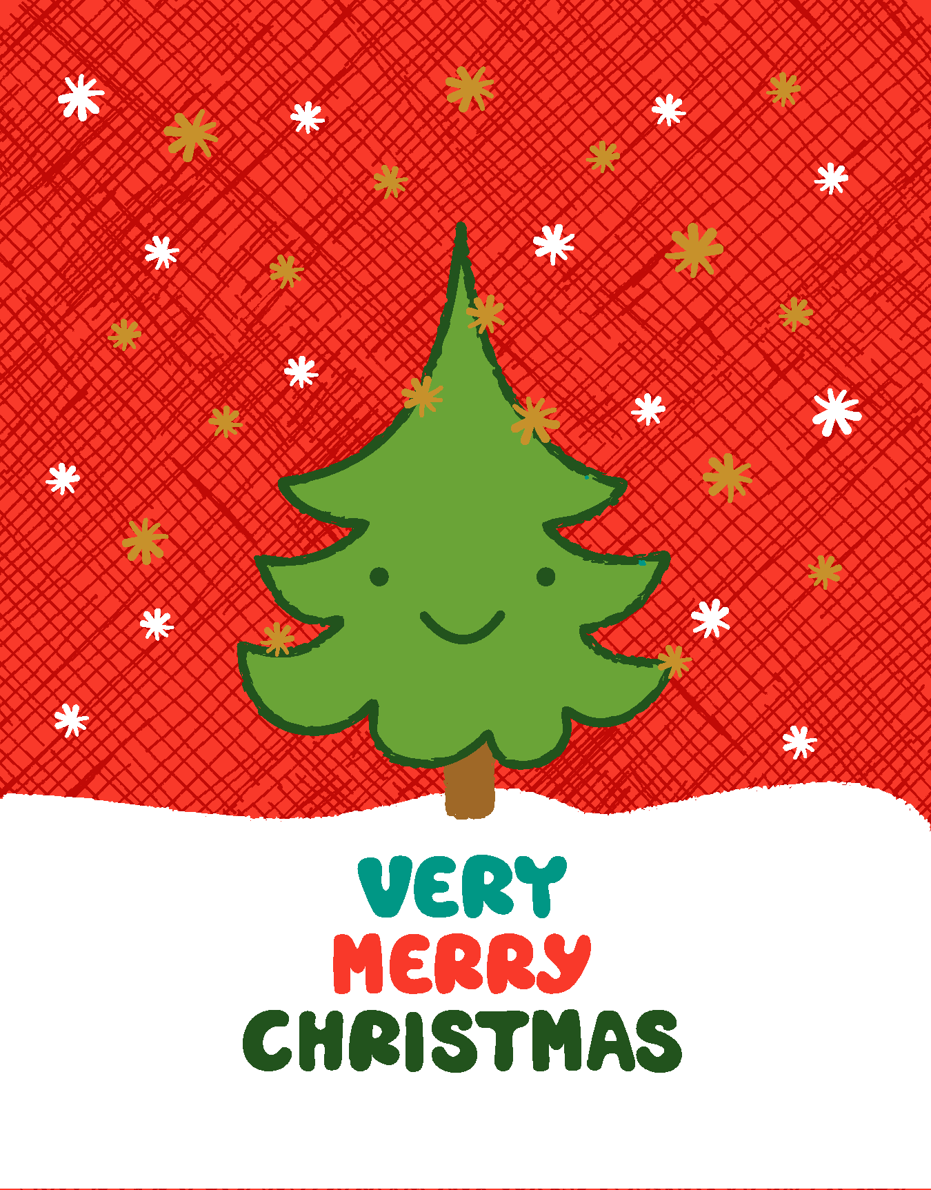 Very Merry Christmas Tree Folded Christmas Card | Postable | Postable