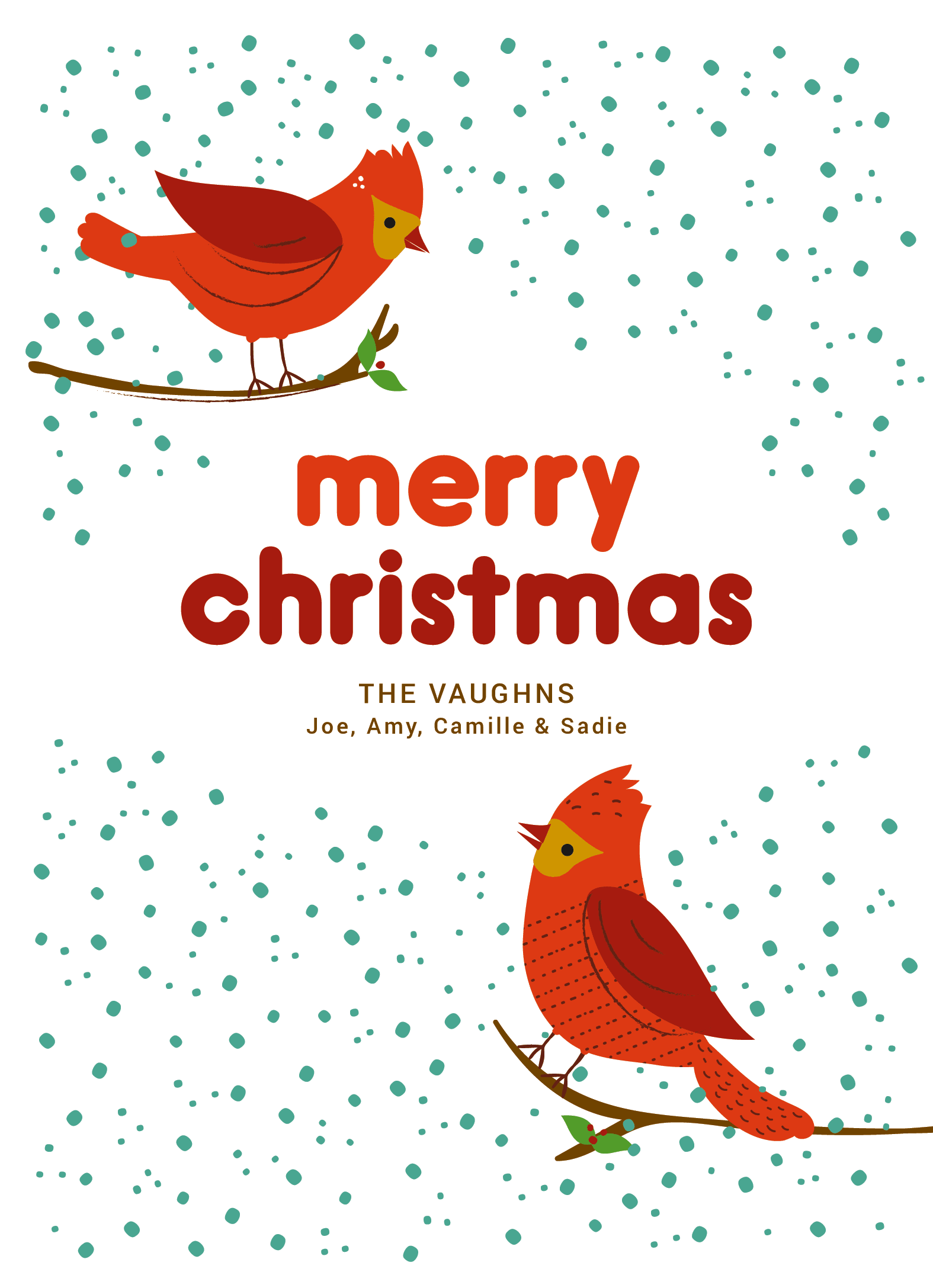 Cheerful Cardinals Christmas Card | Postable | Postable