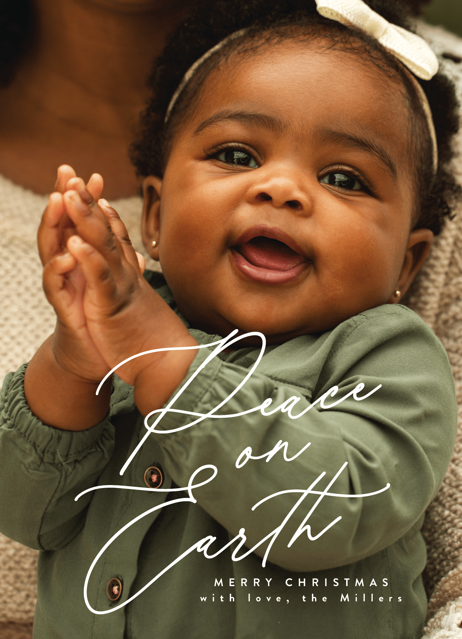 Cursive Peace On Earth Christmas Photo Card | Postable | Postable